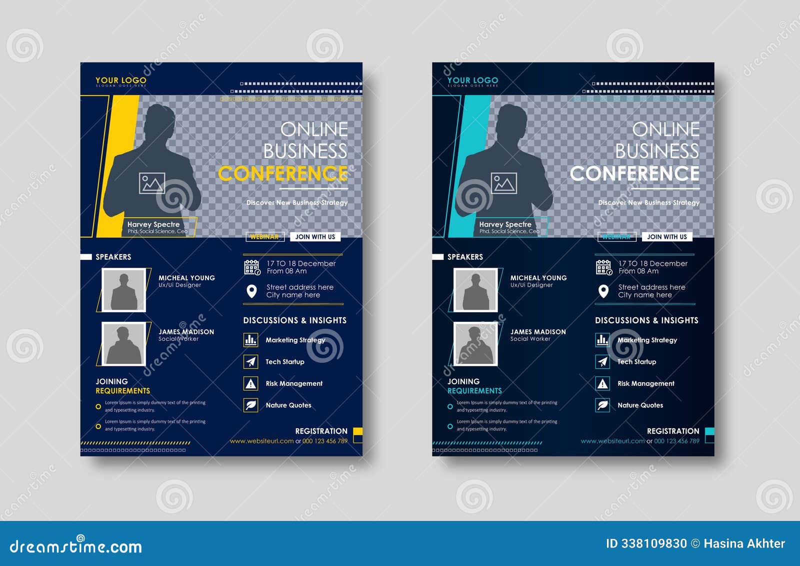 Business Conference Live Meeting & Event Flyer Template. Stock Vector ...