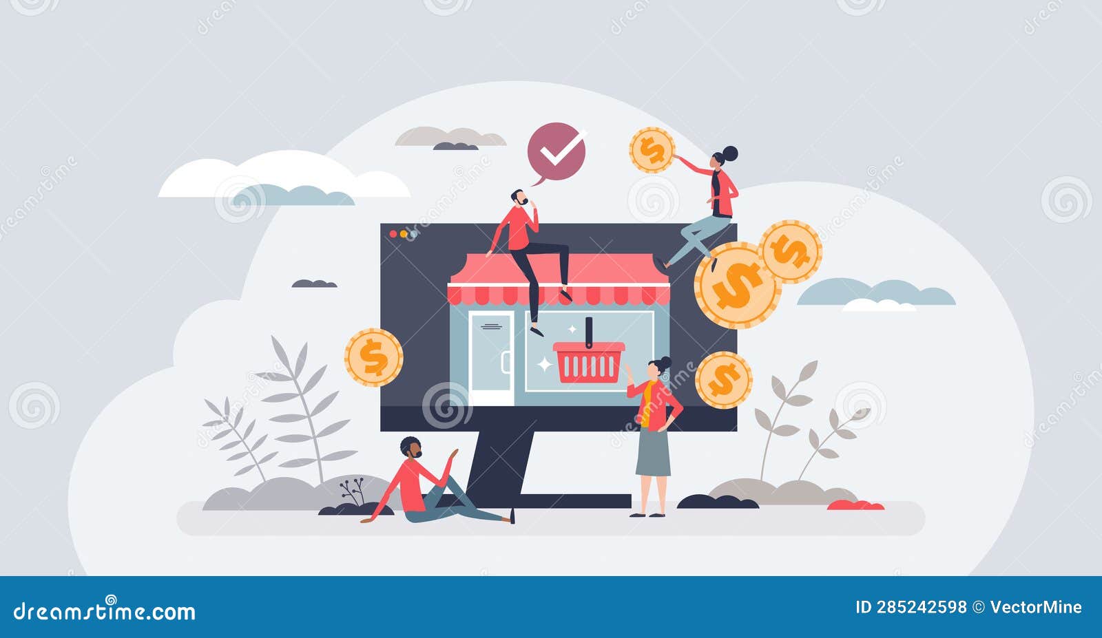 Online Business and Ecommerce Shopping Business Model Tiny Person ...