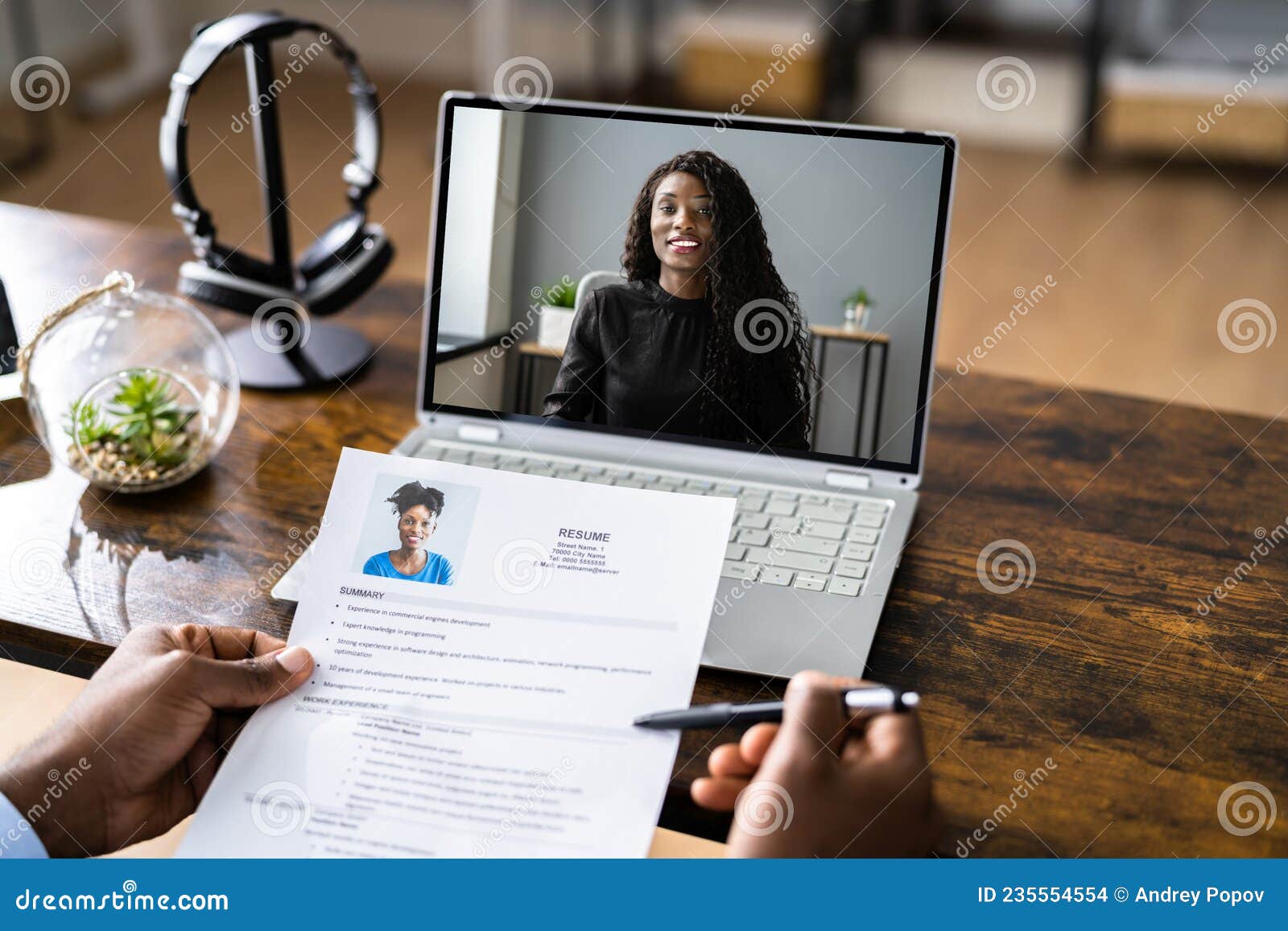 Online Business Interview Webinar Stock Photo - Image of american ...