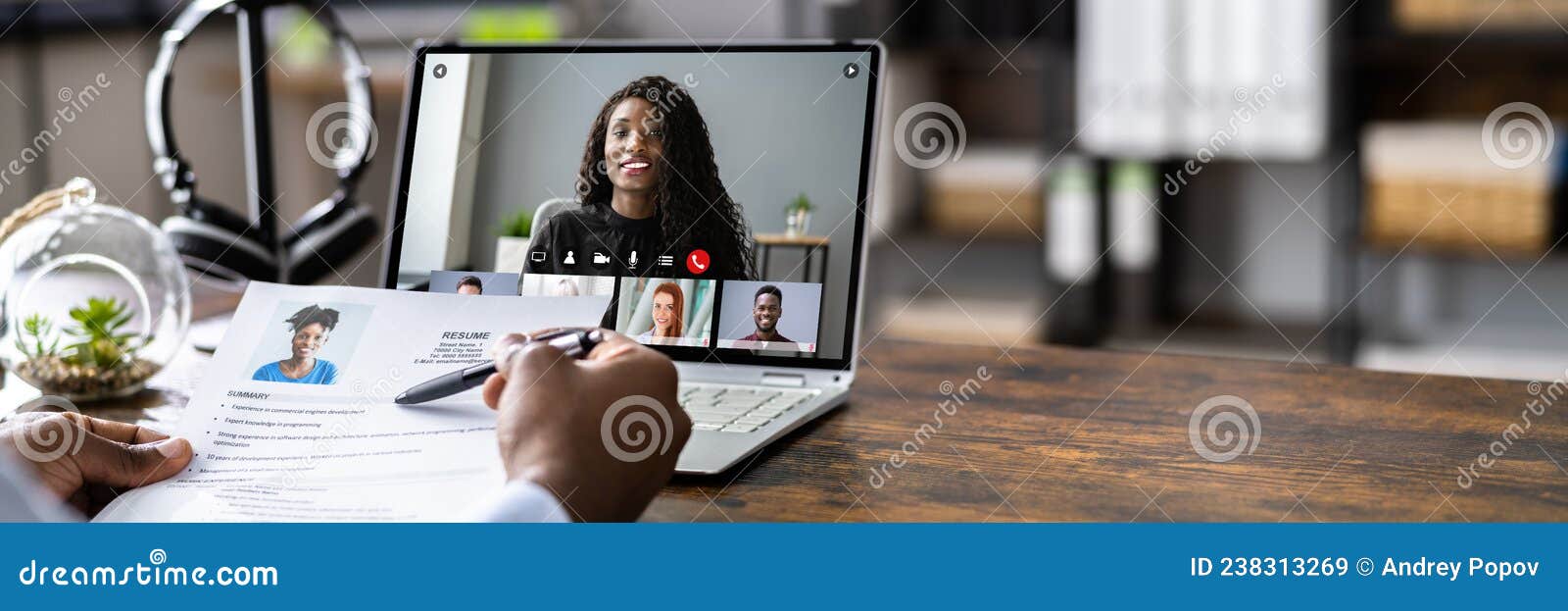 Online Business Interview Webinar Stock Image - Image of computer ...