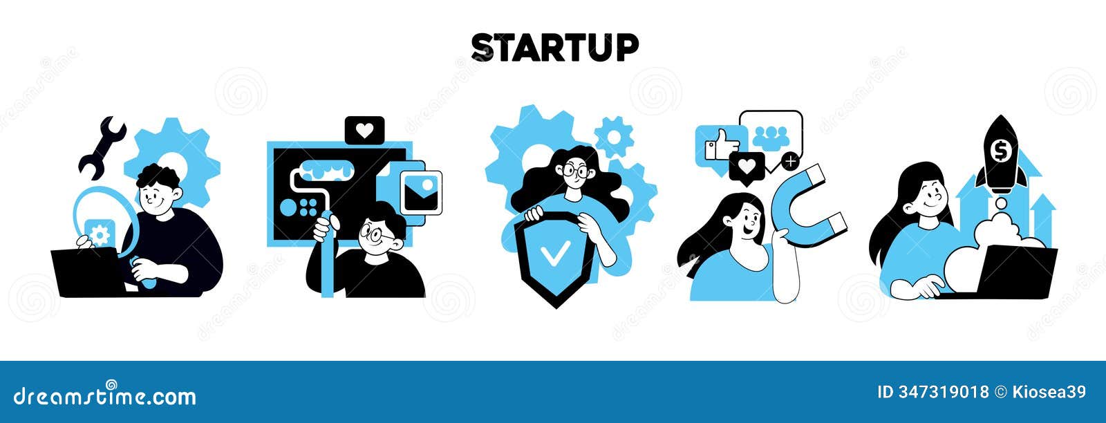 Business Startup Onboarding Screens Template Vector Illustration ...