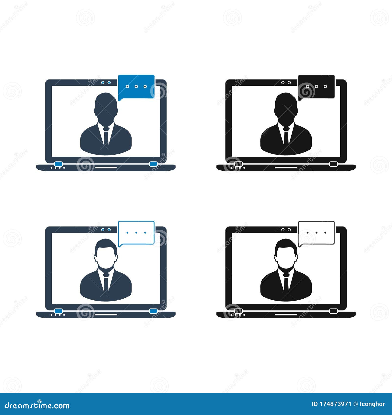 Online Business Support Icon Set. Stock Vector - Illustration of ...