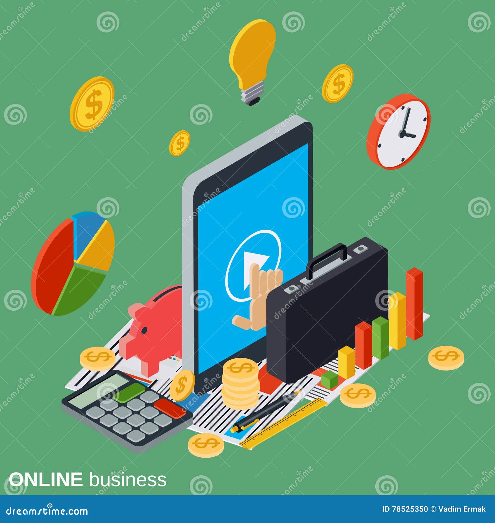 Online Business Vector Concept Stock Vector - Illustration of internet ...