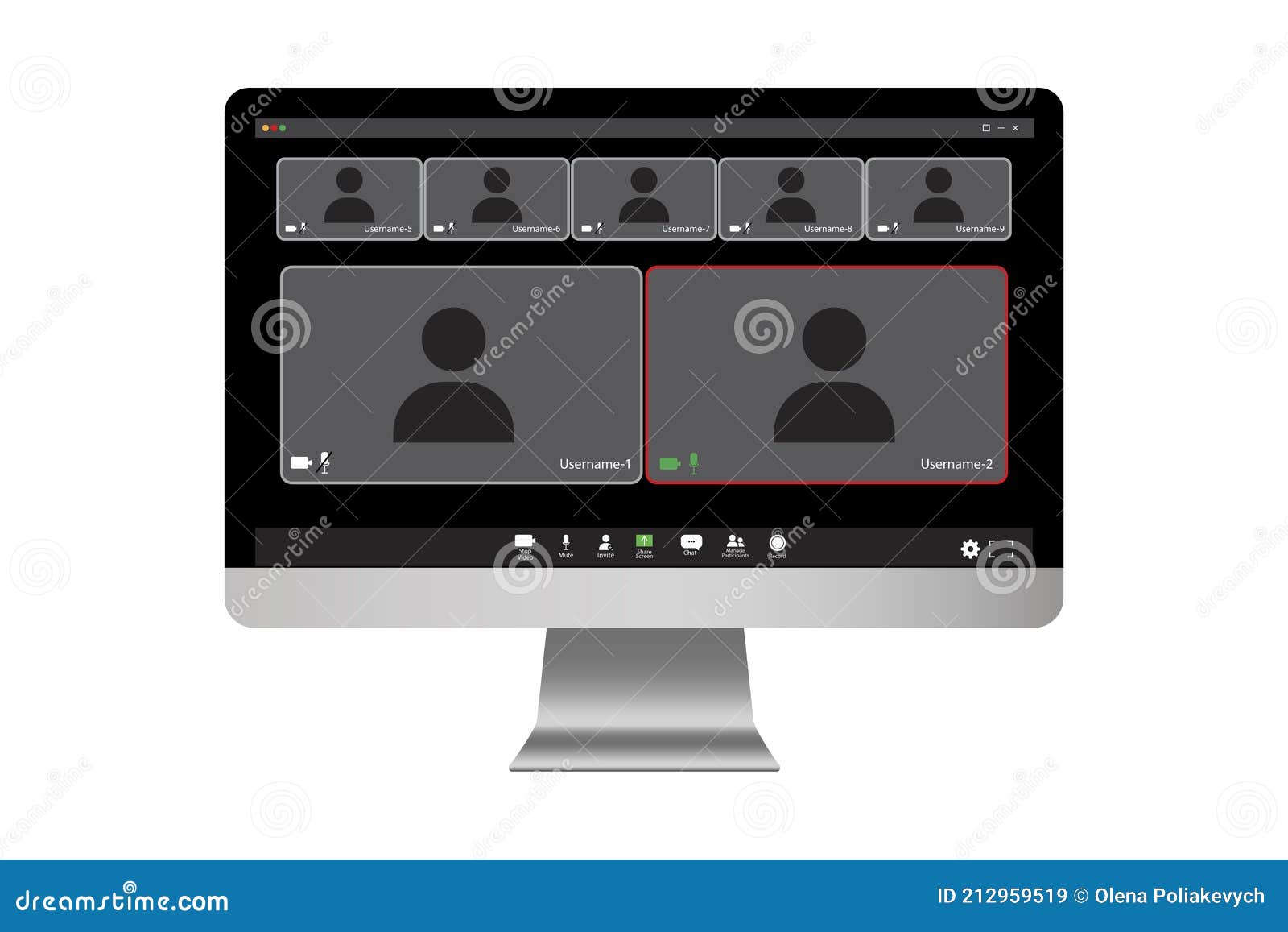 Zoom Interface Mockup. Video Call Interface Vector Illustration ... Zoom Interface Mockup. Video Call Interface Vector Illustration ...
