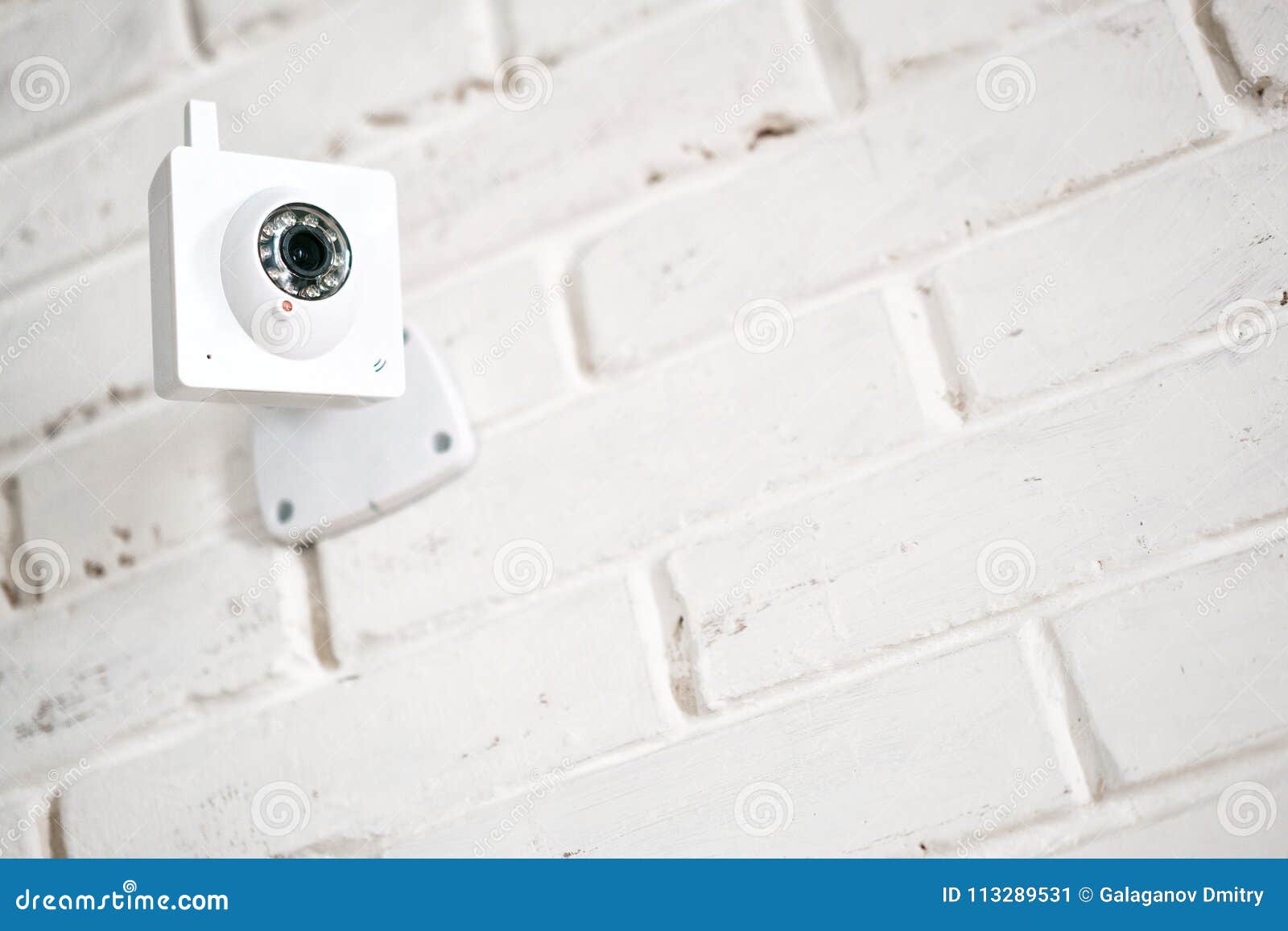 Online Camera on a Brick Wall. Technology of Observation Stock Image ...