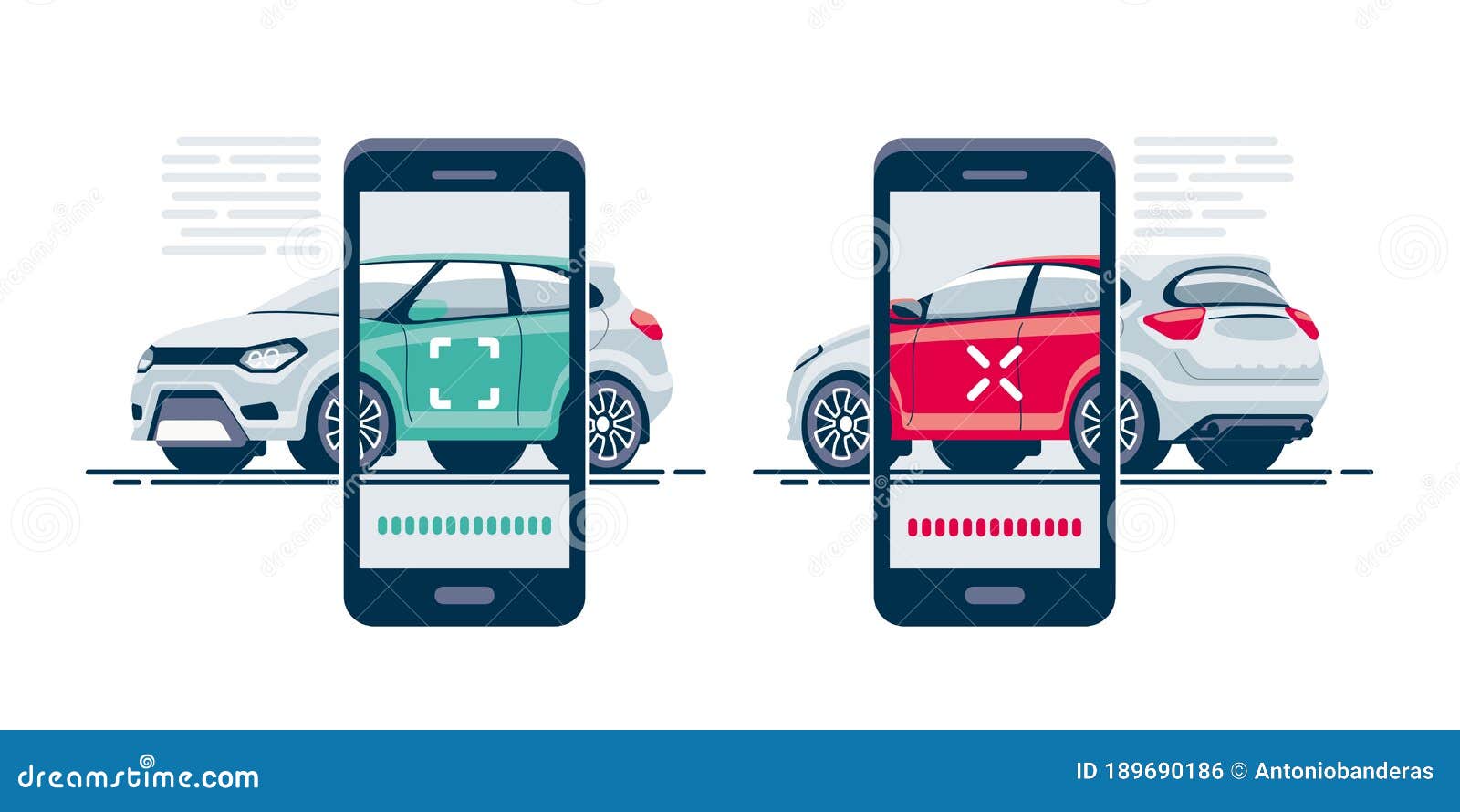 Online Car Check Scan Smartphone Stock Vector - Illustration of clean ...