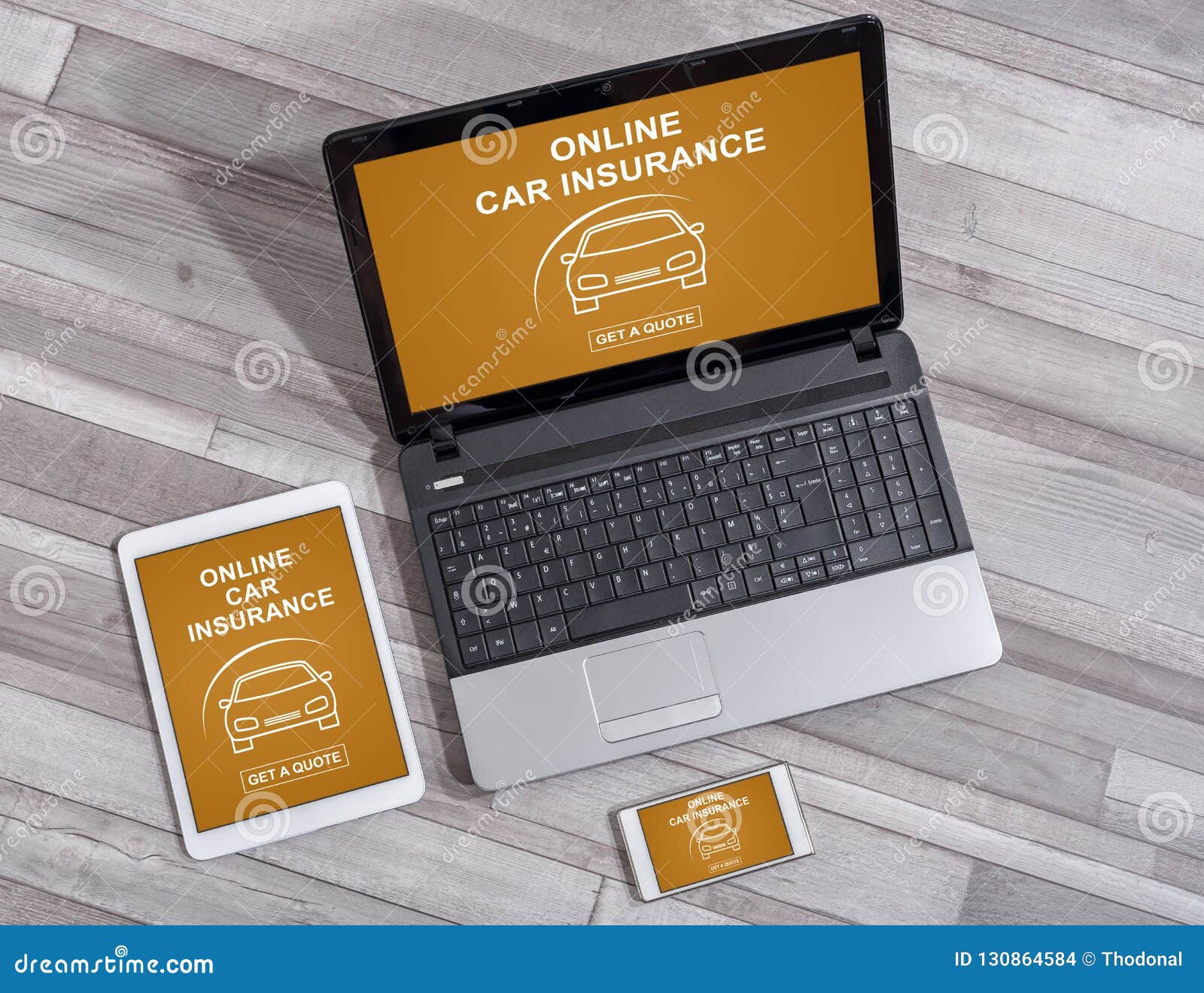 Online Car Insurance Concept on Different Devices Stock Photo - Image ...