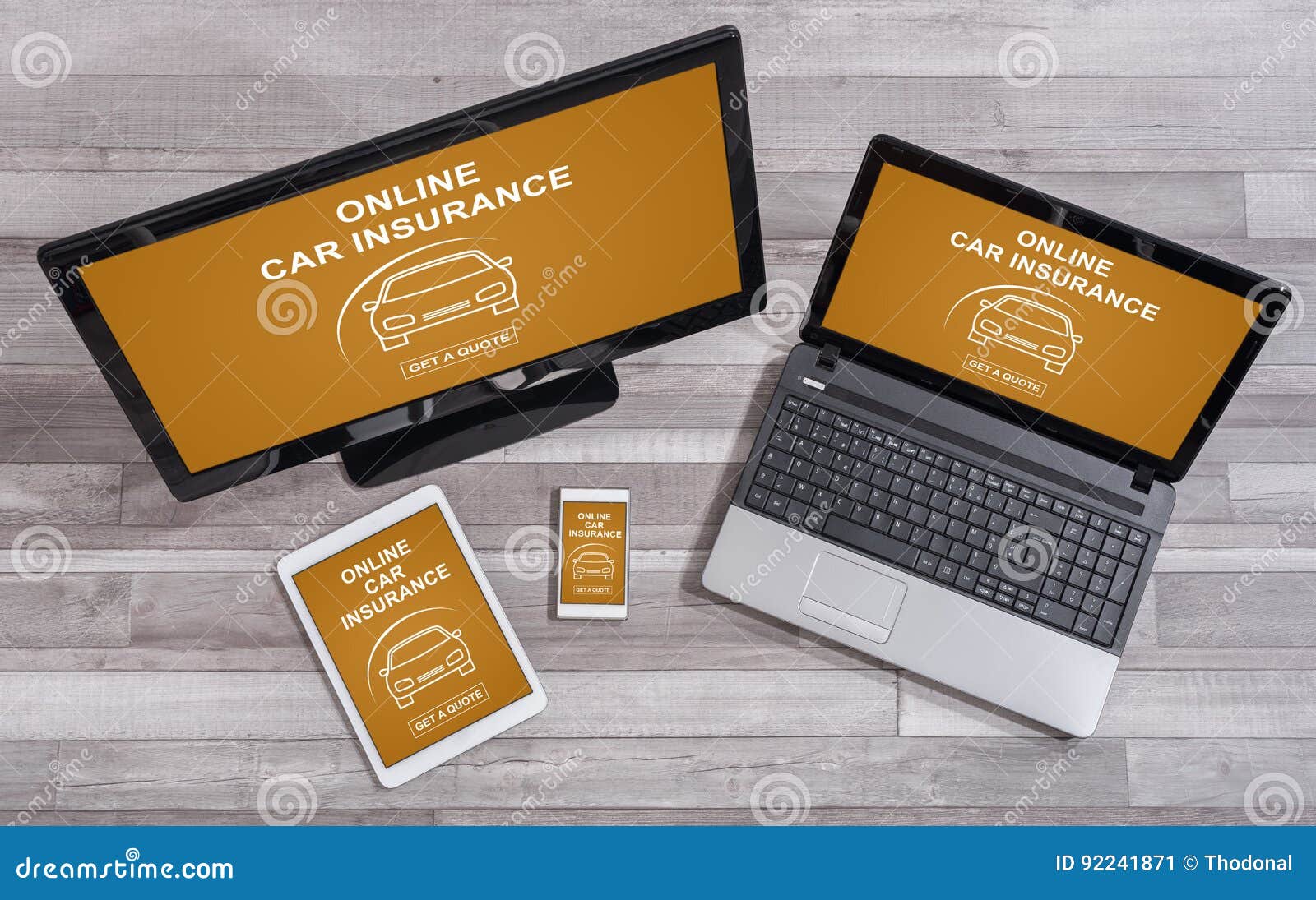 Online Car Insurance Concept on Different Devices Stock Image - Image ...