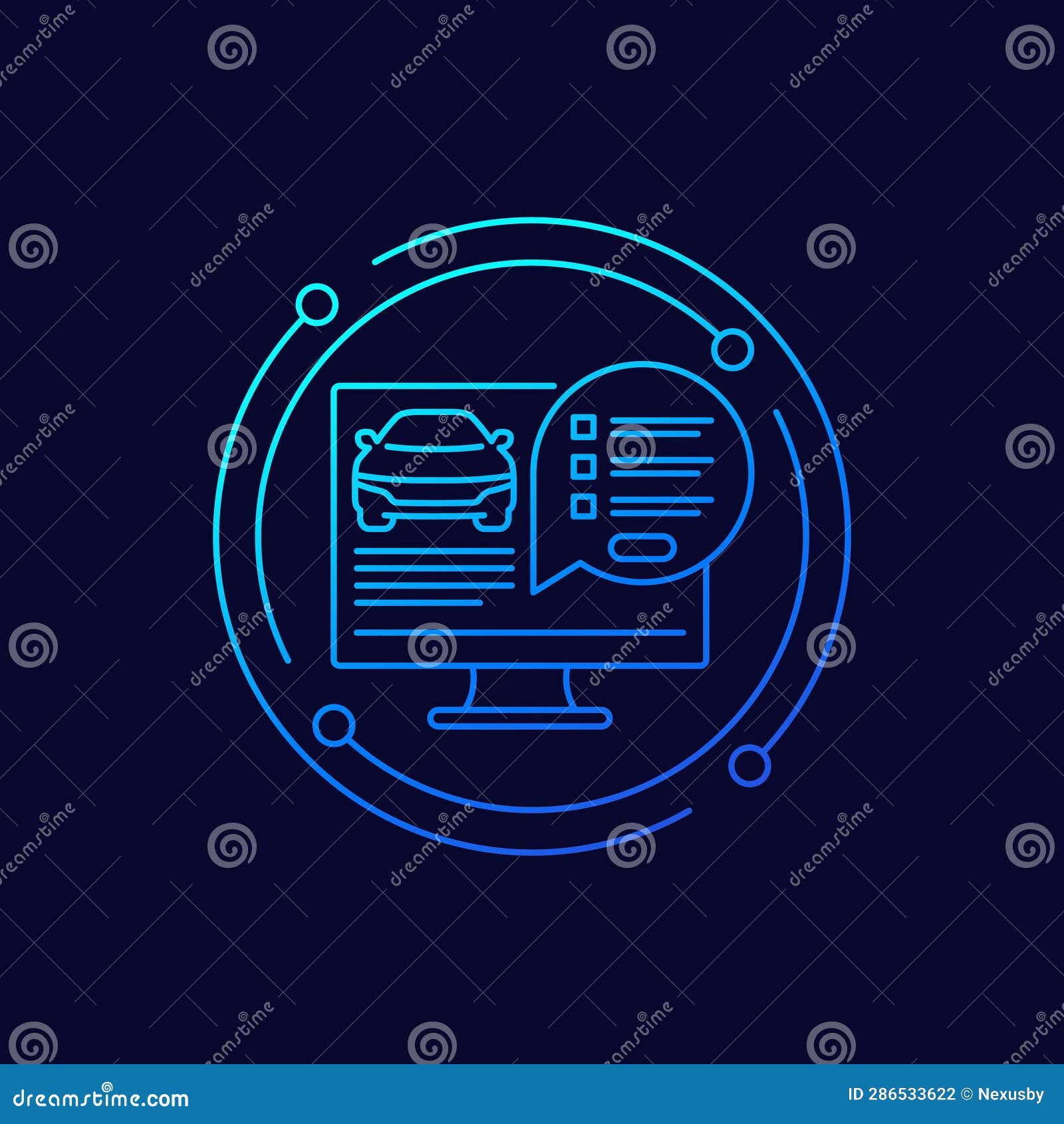 Online Car Registration Icon, Linear Design Stock Illustration ...