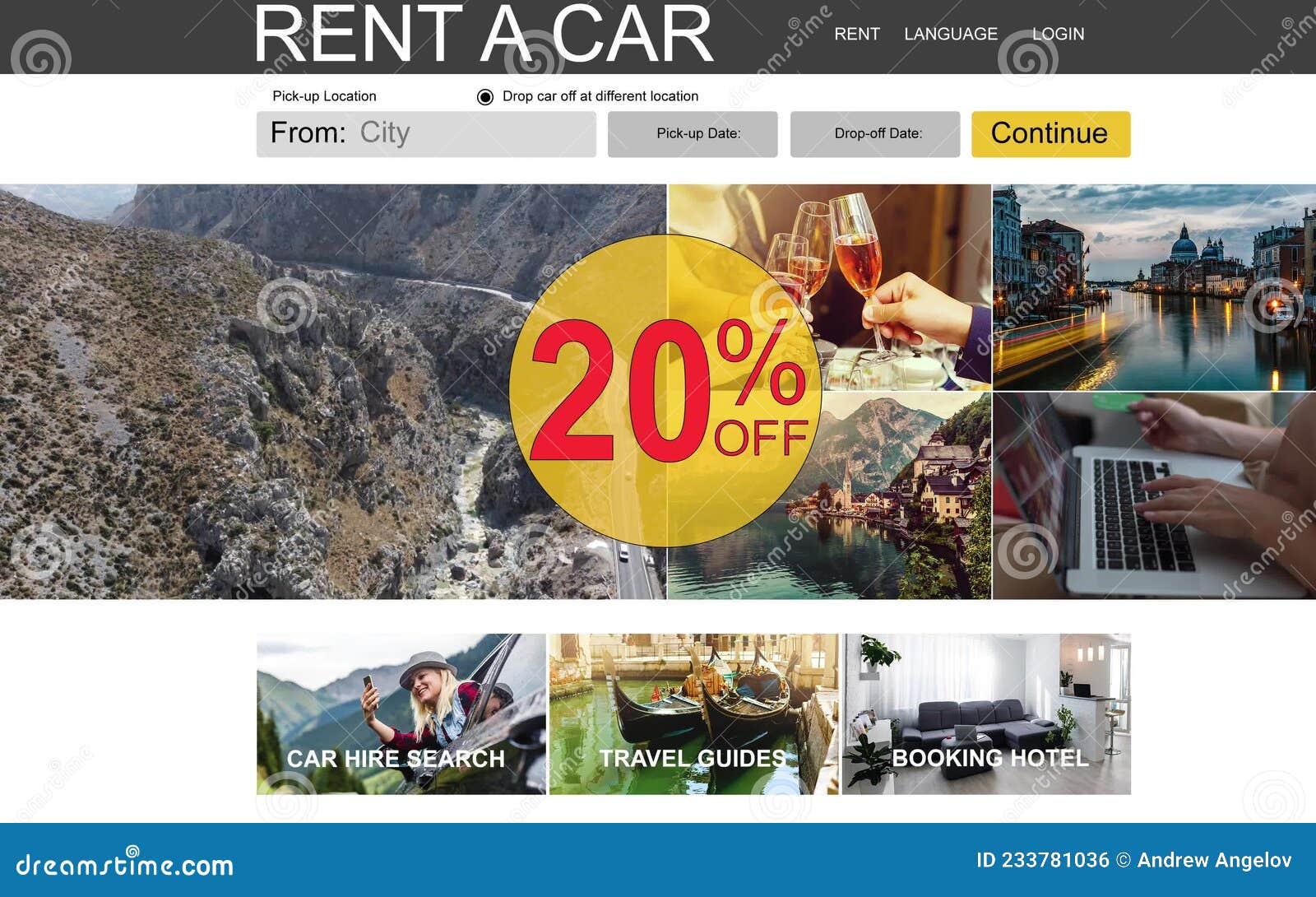Online Car Rental in Laptop. Rent a Car - Browser Search Query Online ...