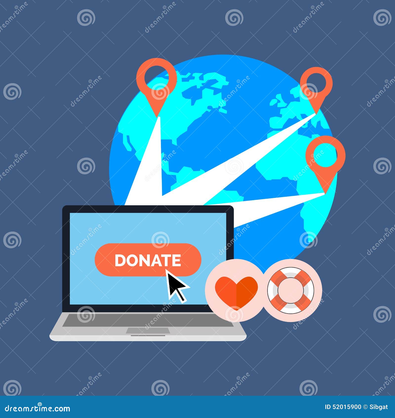 Online Charity, Donate Concept. Flat Design Stock Vector - Illustration ...