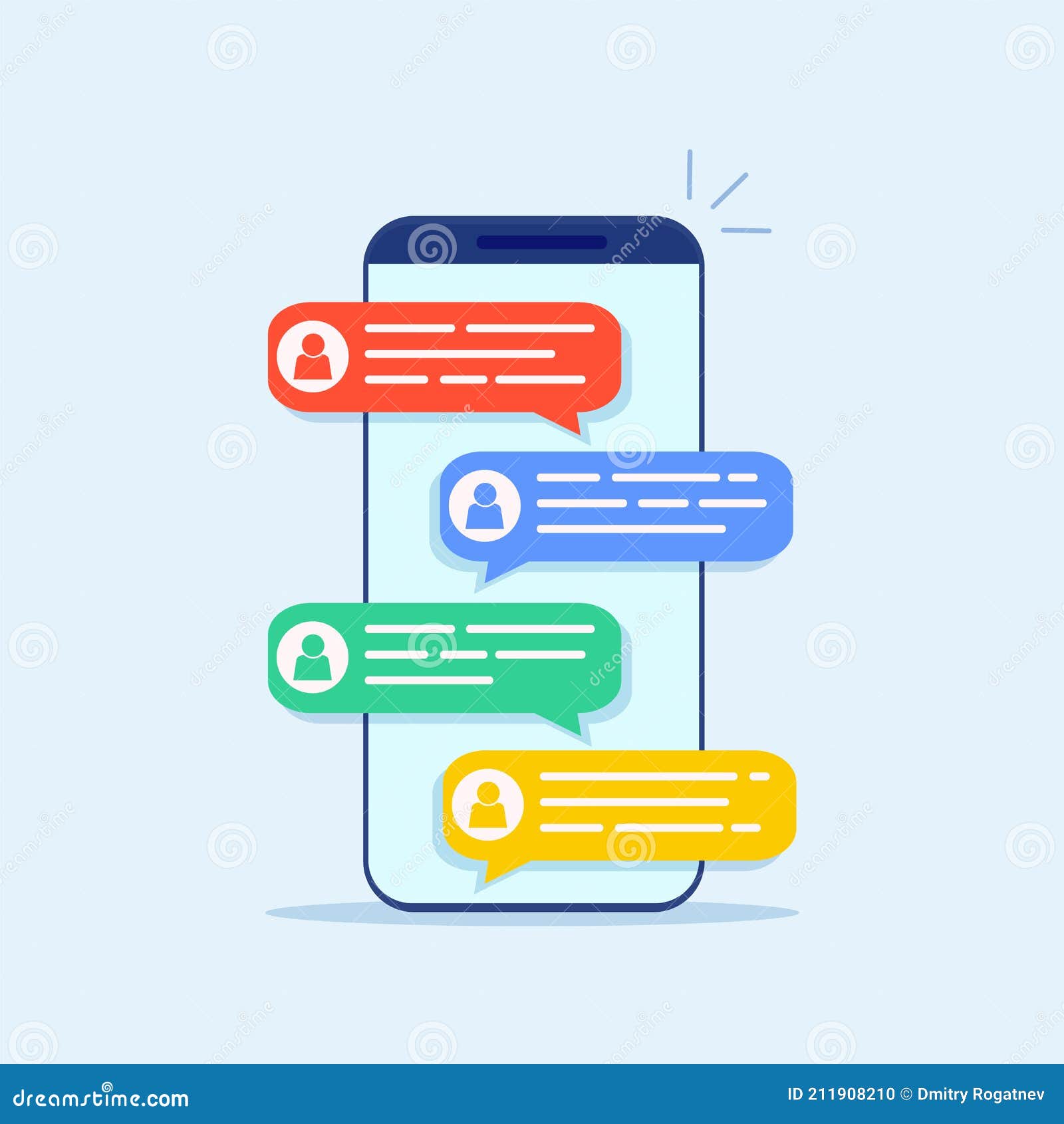 Online Chat Messages Text Notification on Phone Stock Vector ...
