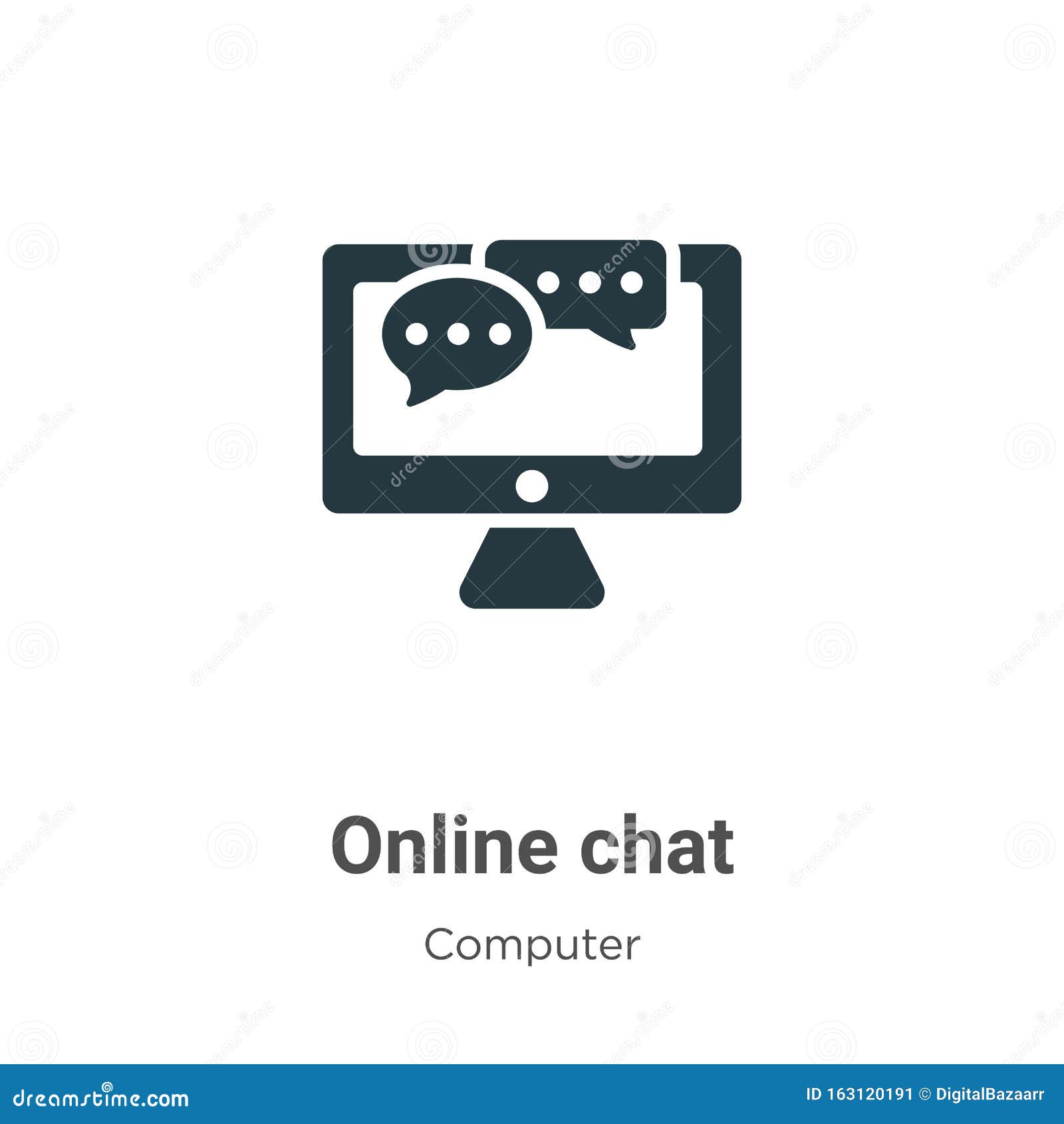 Online Chat Vector Icon on White Background. Flat Vector Online Chat ...