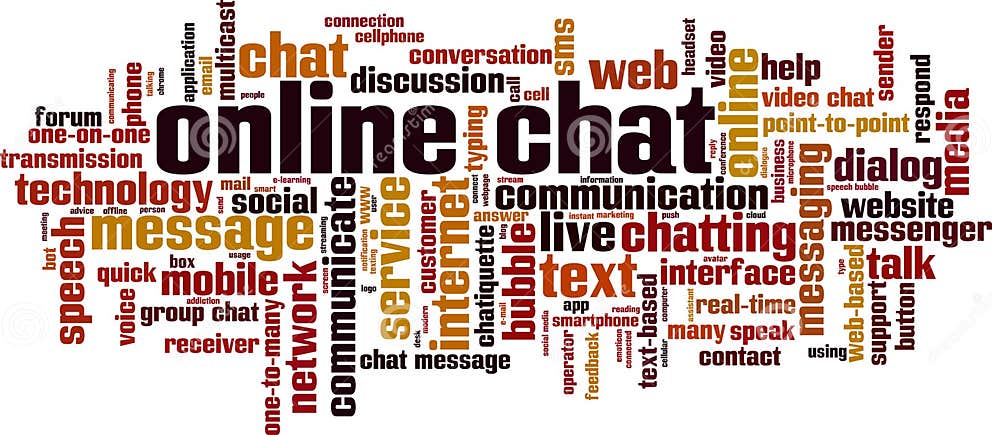 Online chat word cloud stock illustration. Illustration of chat - 285095345