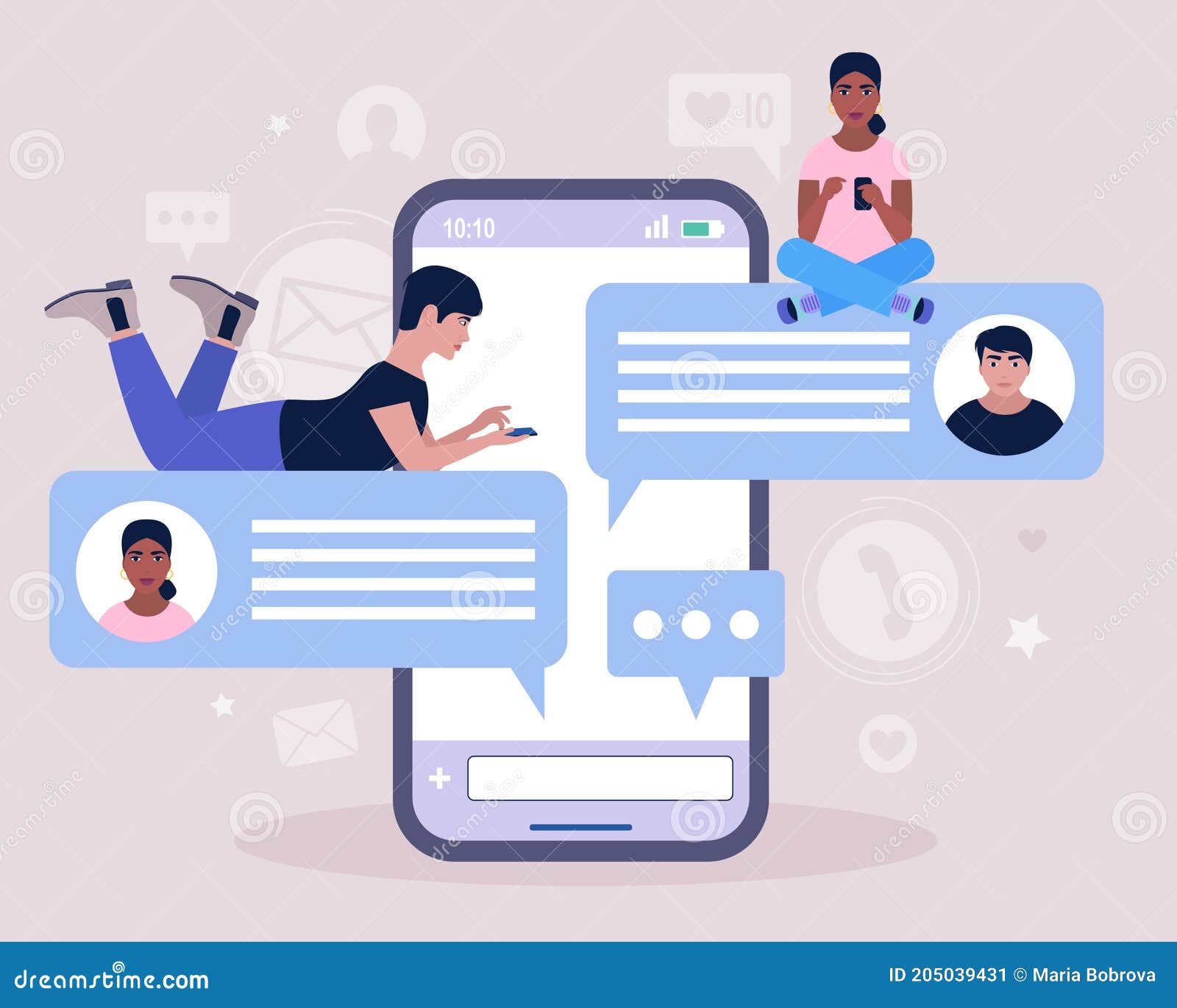 Online chatting concept stock vector. Illustration of mobile - 205039431
