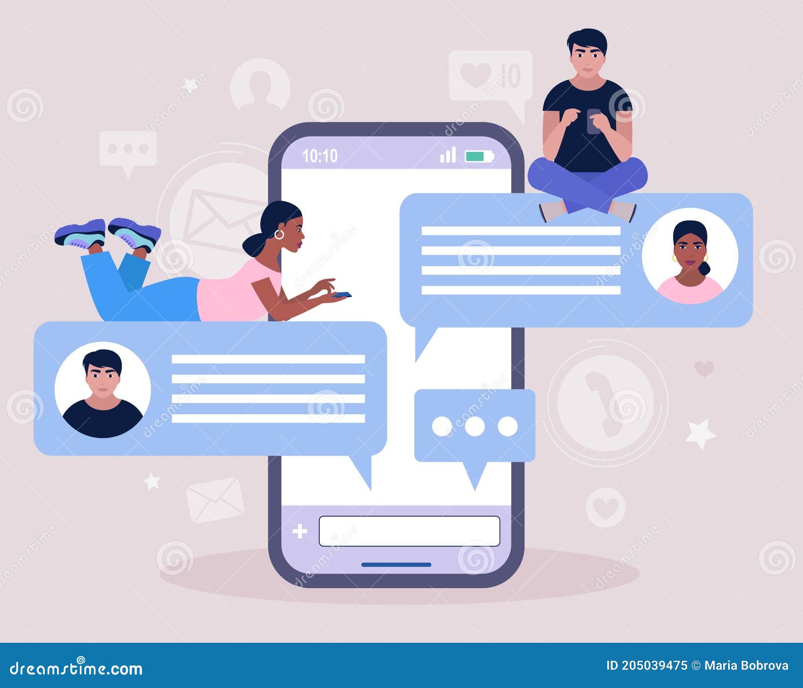 Online chatting concept stock vector. Illustration of message - 205039475
