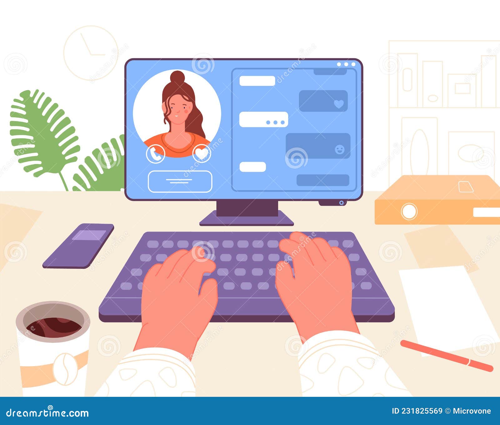 Virtual Communication Isometric Flowchart Cartoon Vector ...