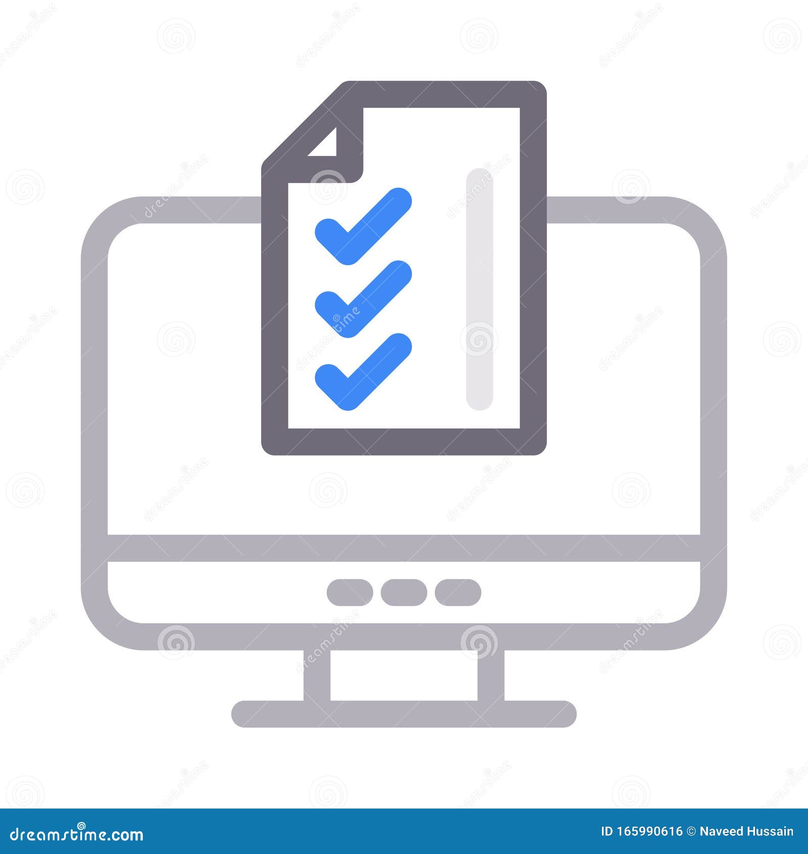 Online Checklist Vector Color Line Icon Stock Illustration ...