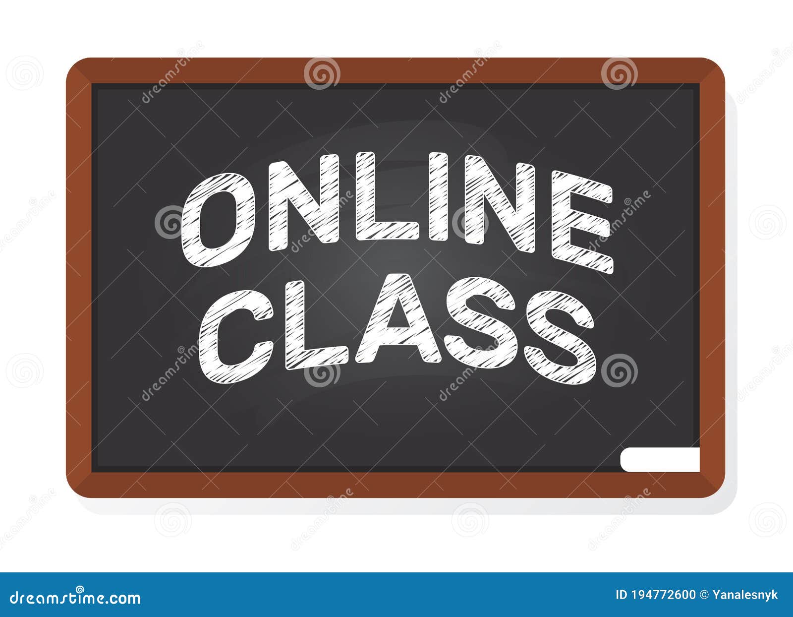 Online Class Chalk Sign on School Board. Isolated Vector Background for ...