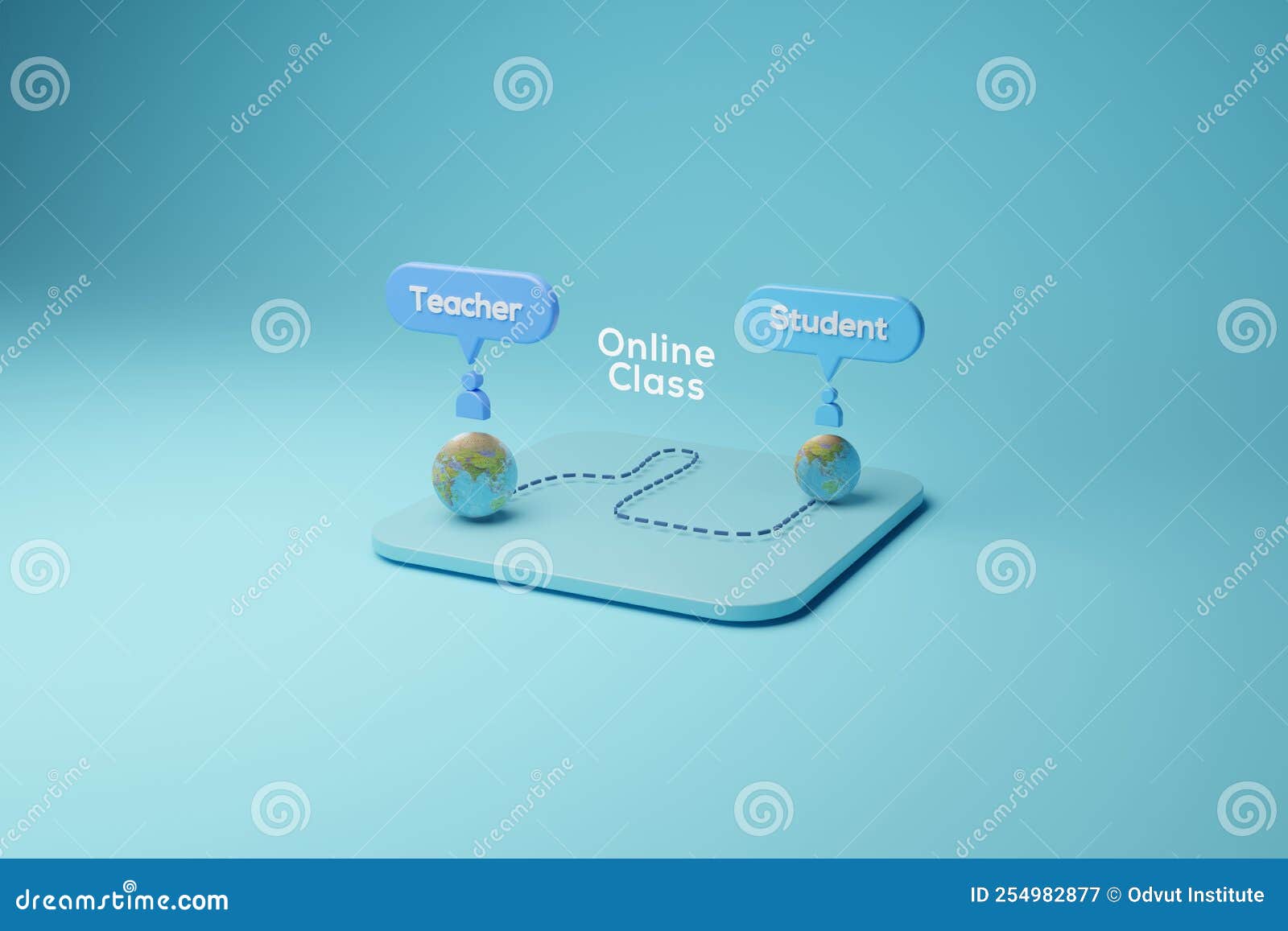 Online Class 3d Rendering Teacher and Student Far Apart Illustration ...