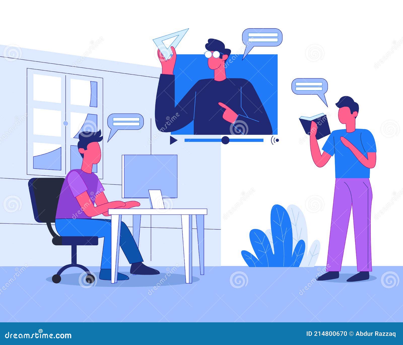 Online Class Illustration Concept Remote Classroom Vector Stock Vector ...