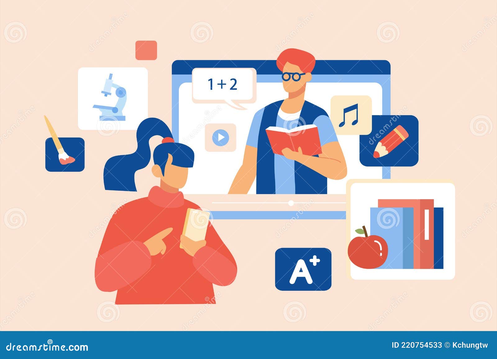 Online Class Icon For Online Learning Cartoon Vector | CartoonDealer ...