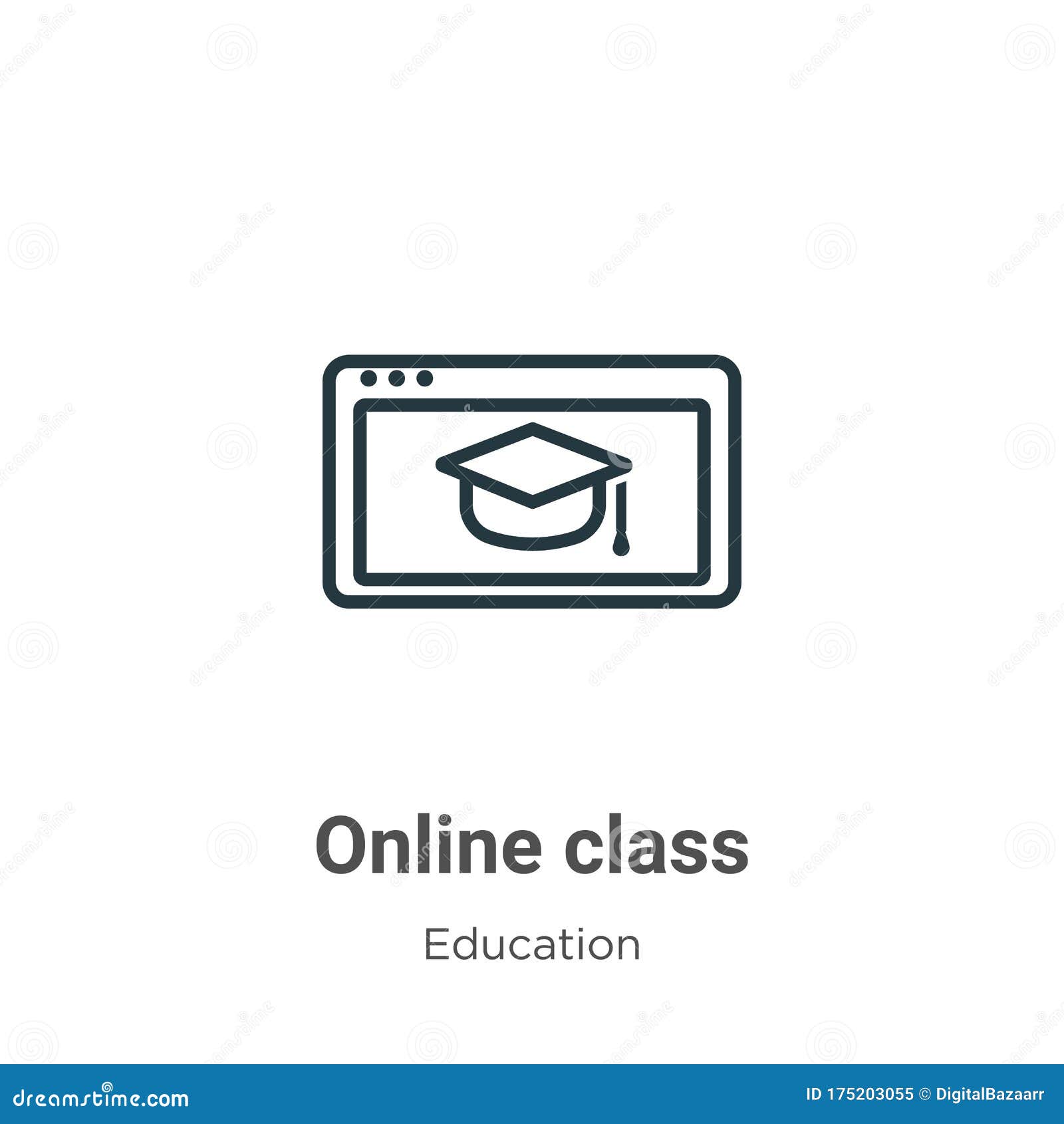 Online Class Outline Vector Icon. Thin Line Black Online Class Icon ...