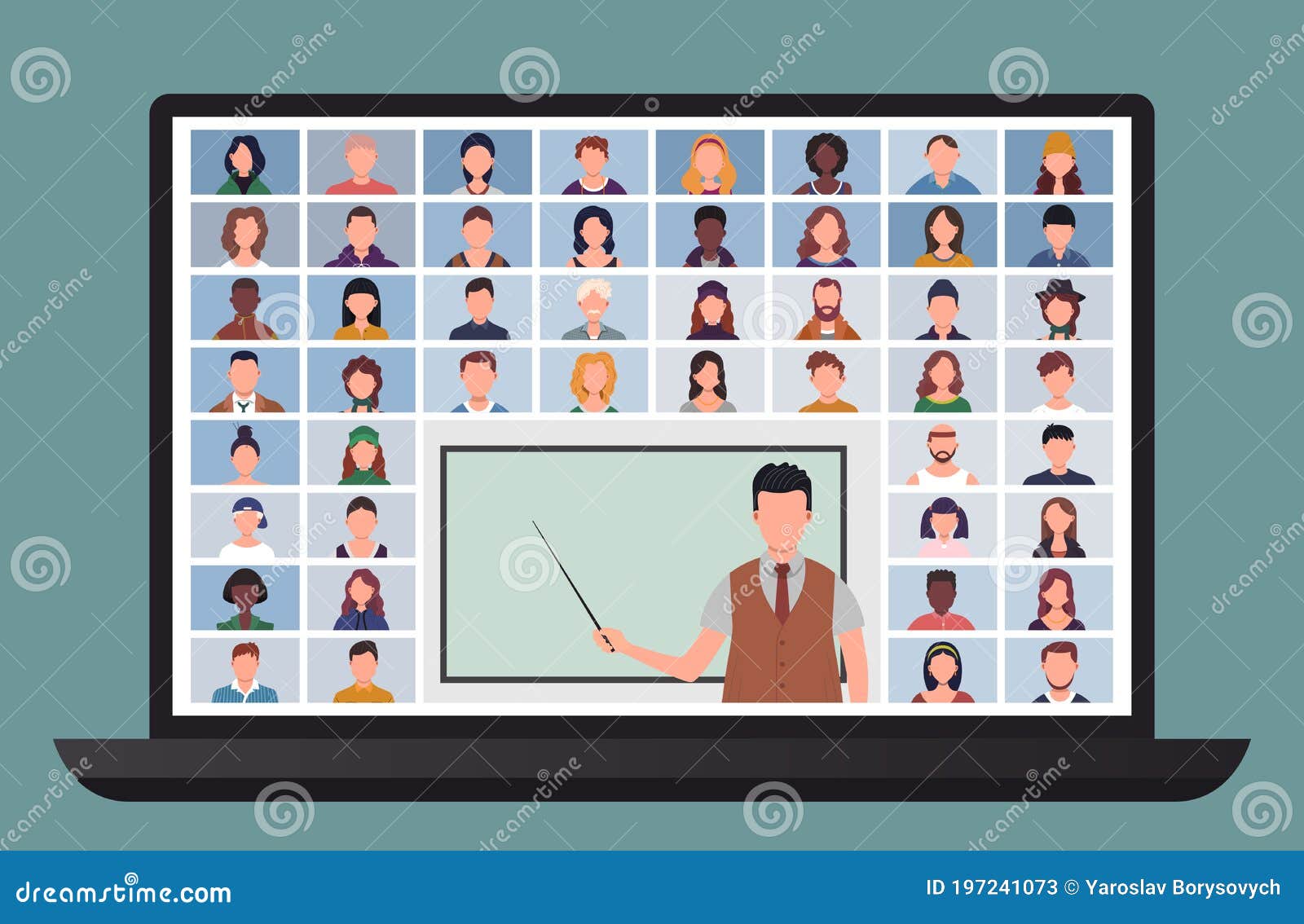 Online Class. Pupils Or Students Studying With Computer At Home. Stay ...