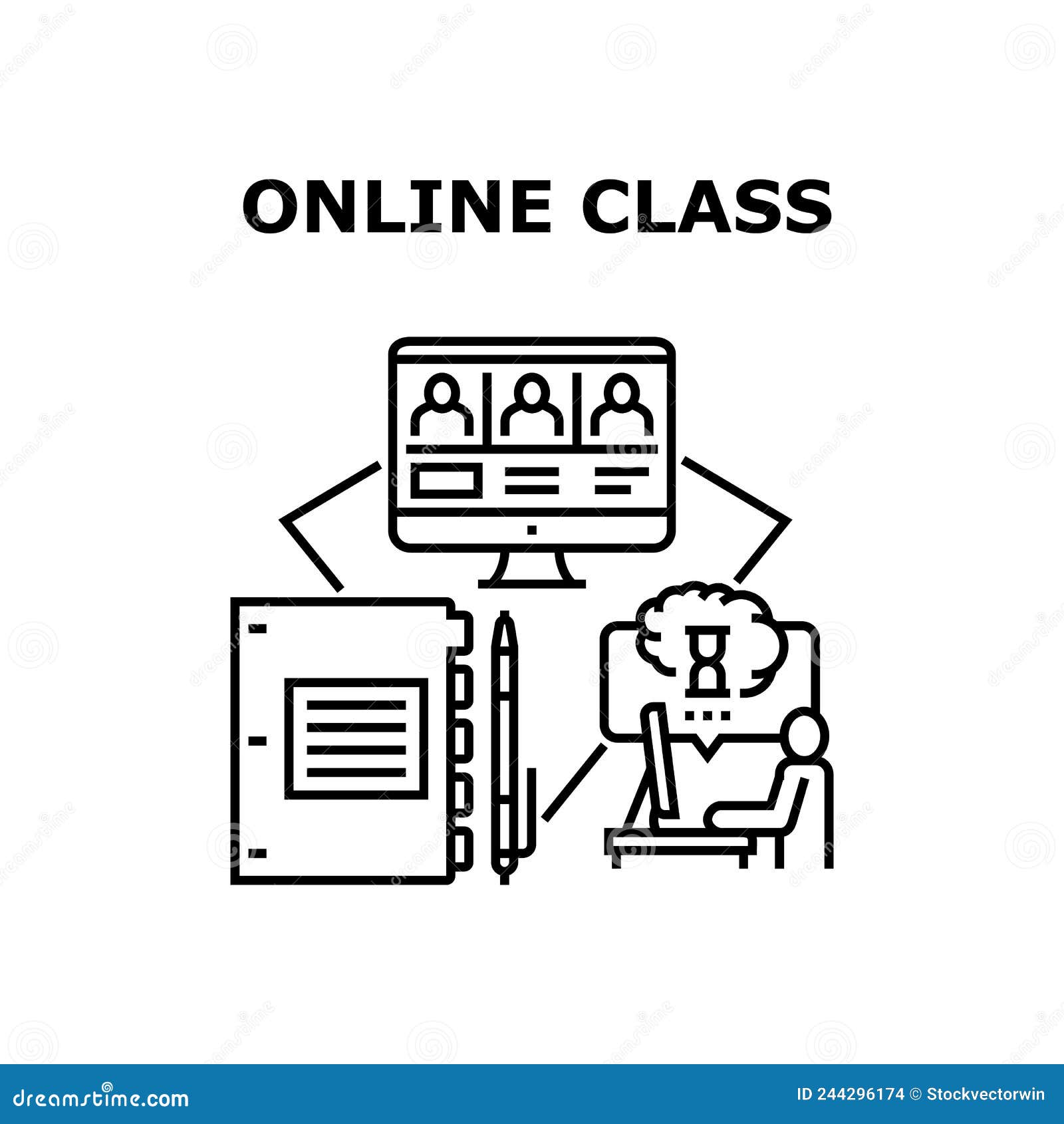 Online Class Vector Concept Black Illustration Stock Vector ...