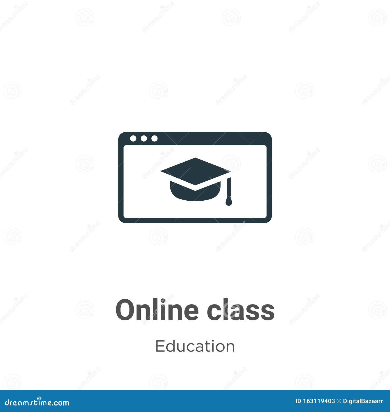 Online Class Vector Icon on White Background. Flat Vector Online Class ...