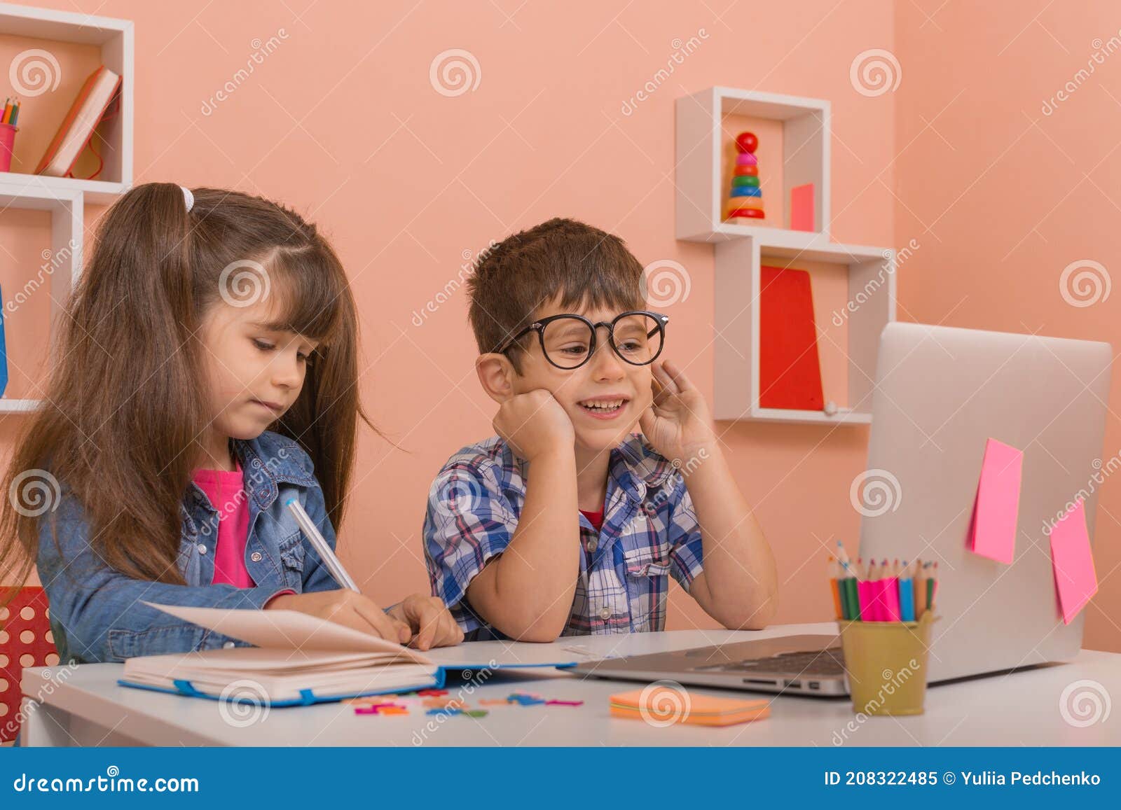 Online Classes, Teaching Online. Kids Learning Online Stock Image ...