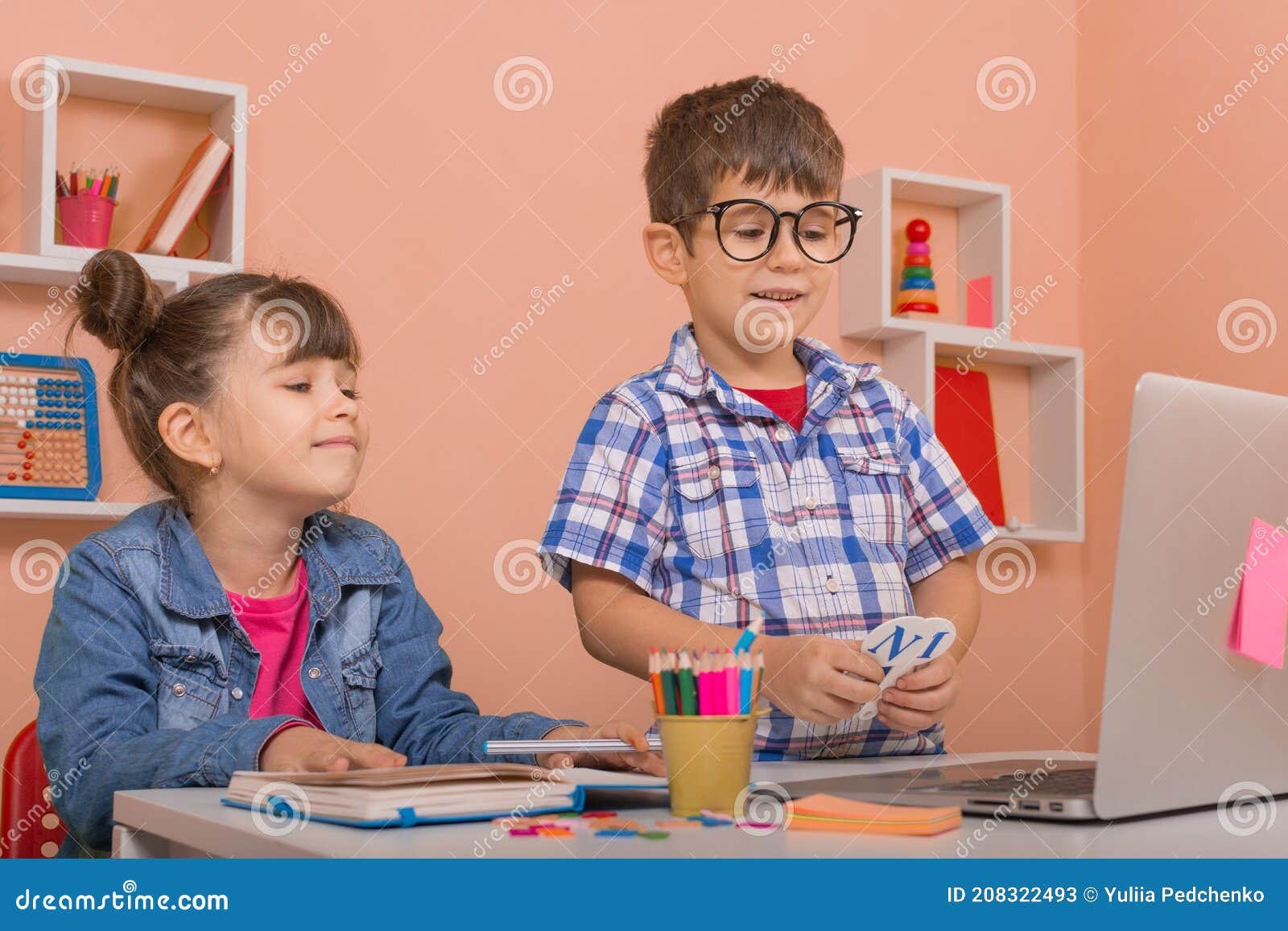 Online Classes, Teaching Online. Kids Learning Online Stock Image ...