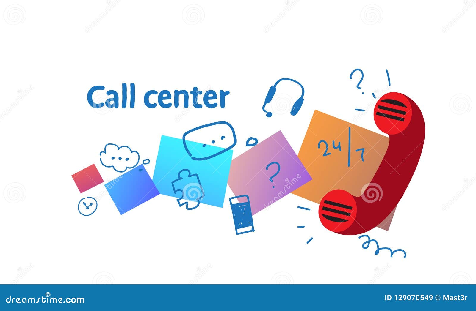Online Client Support Service Call Center Concept Sketch Doodle ...