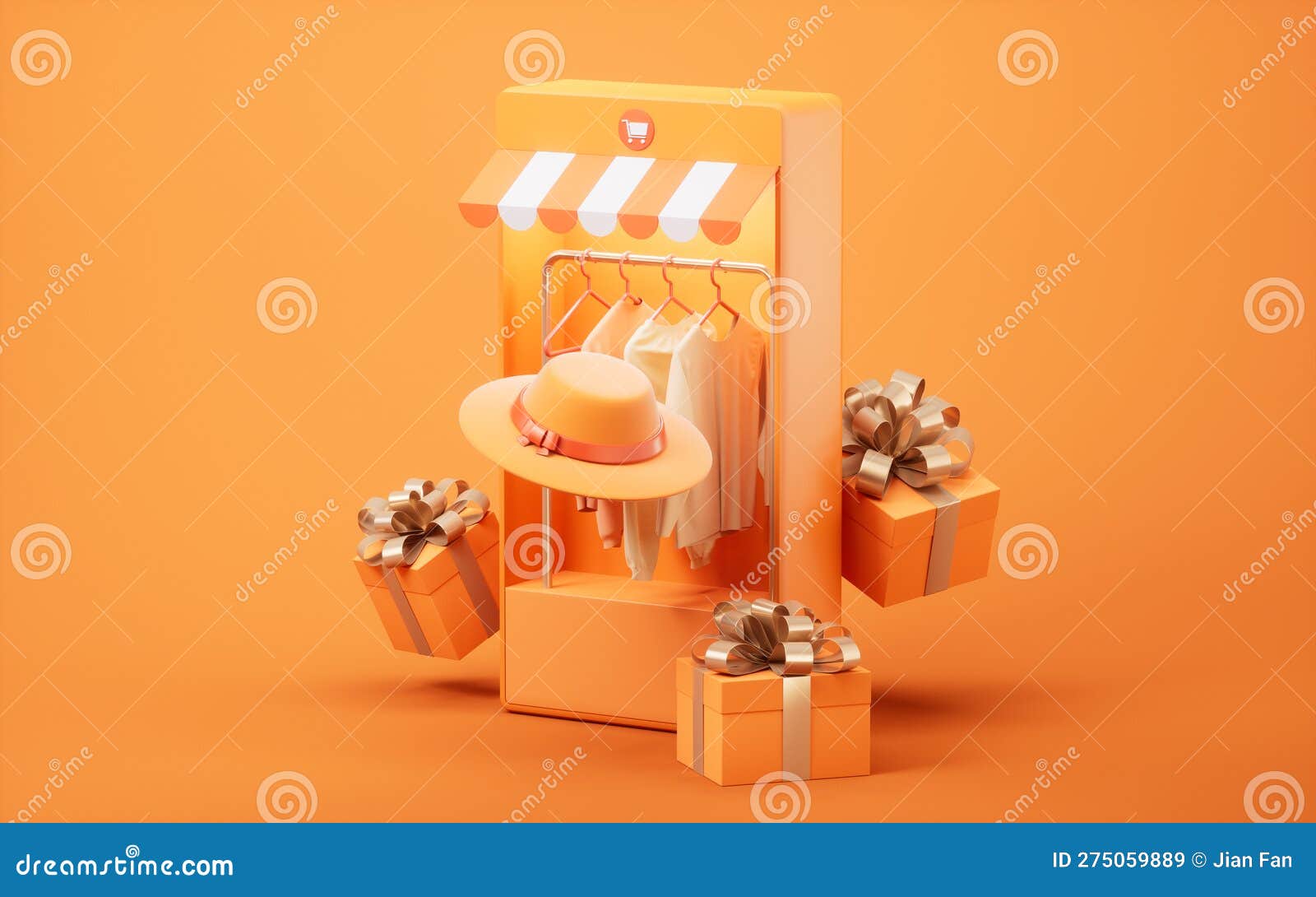 Online Clothing Store, 3d Rendering Stock Illustration - Illustration ...