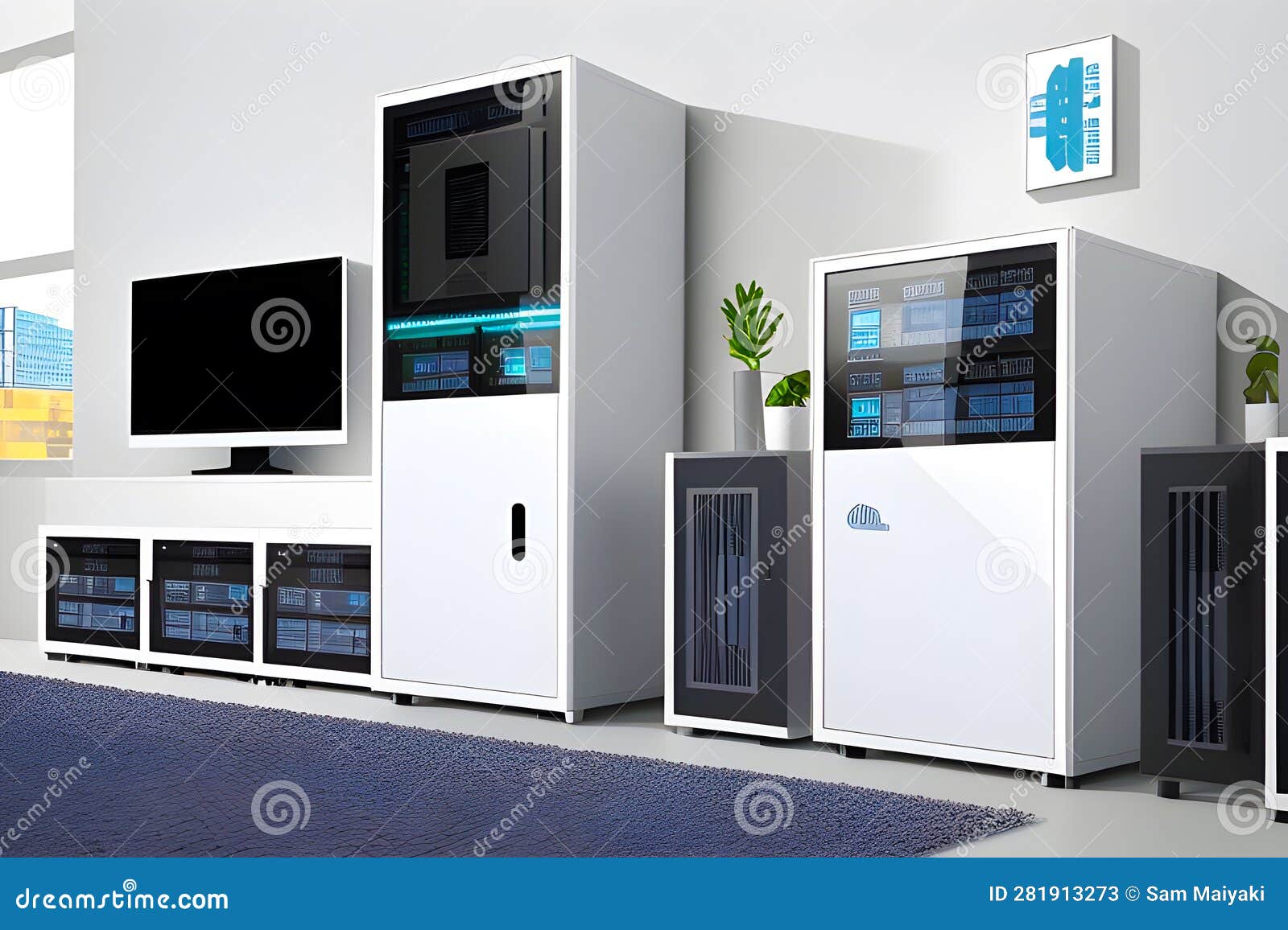 Online Cloud Data Storage Rack Concept in Glass Cube Digital Server for ...