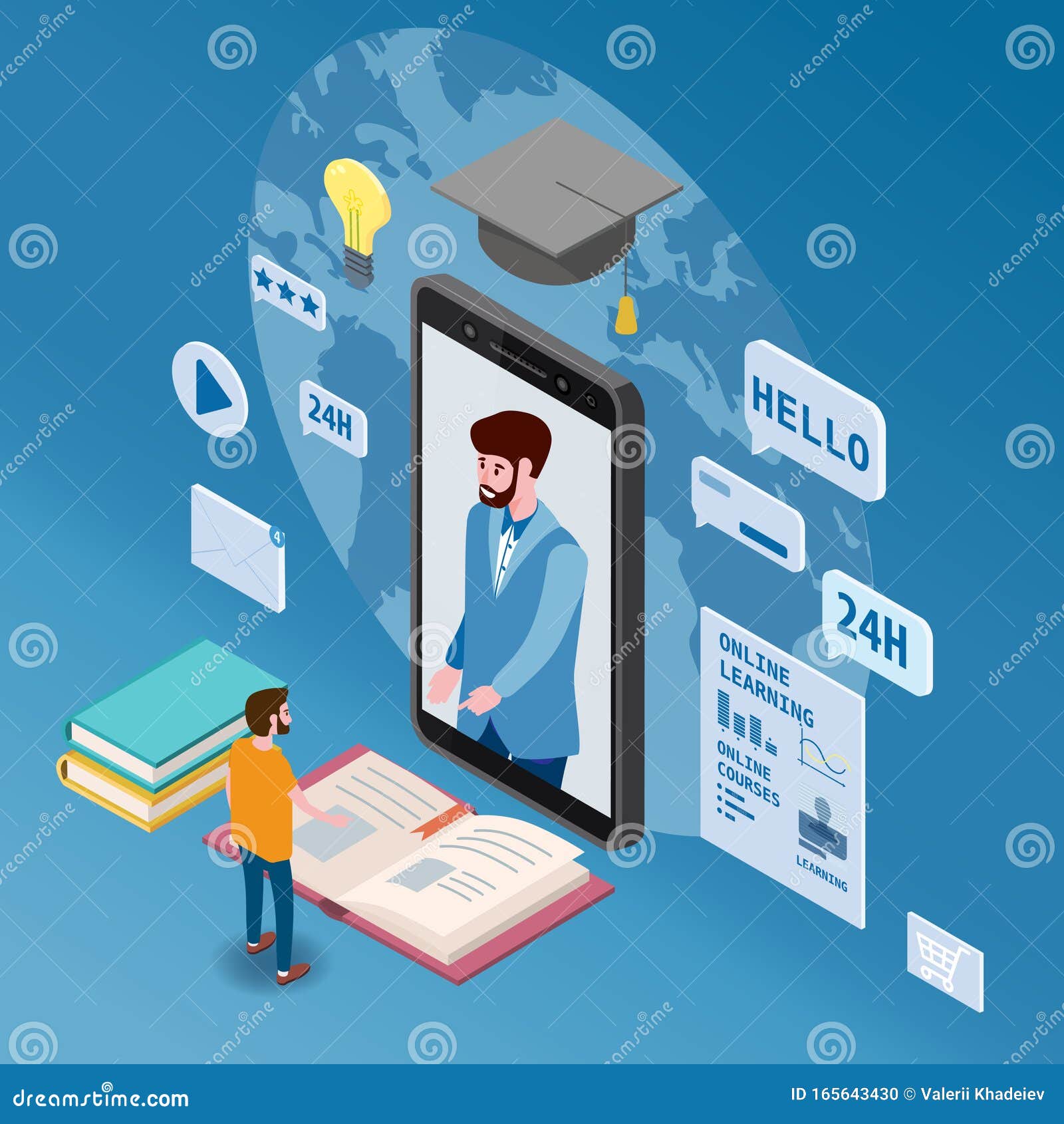 Online Coaching Education Training, Workshops and Courses. Flat 3d ...