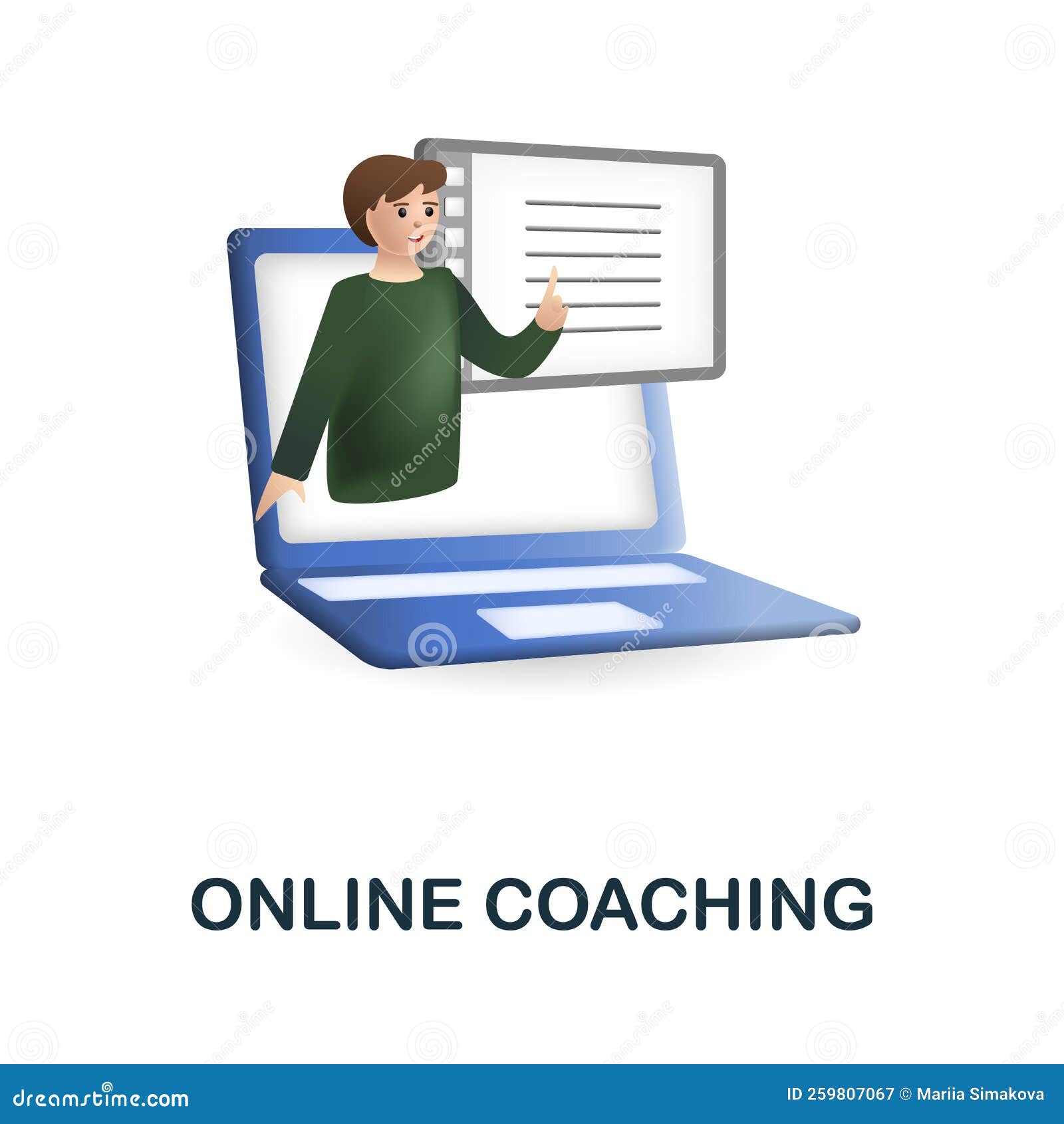 Online Coaching Icon. 3d Illustration from E-learning Collection Stock ...