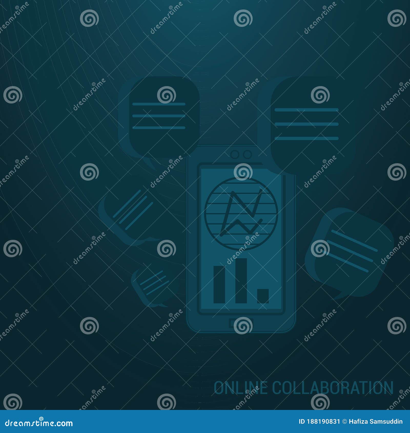 Online Collaboration Background. Vector Illustration Decorative Design ...