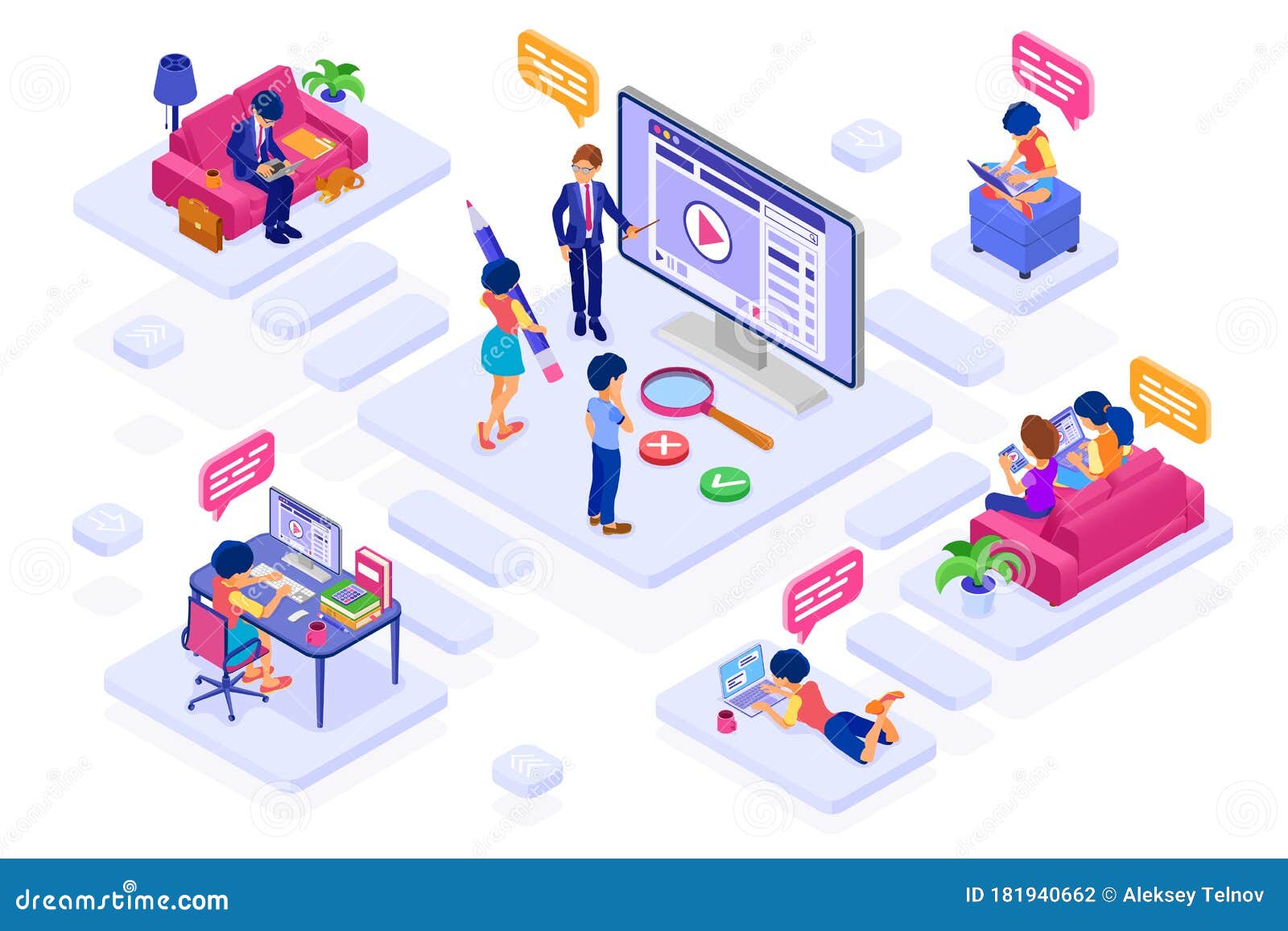 Online Collaboration Education Work from Home Stock Vector ...