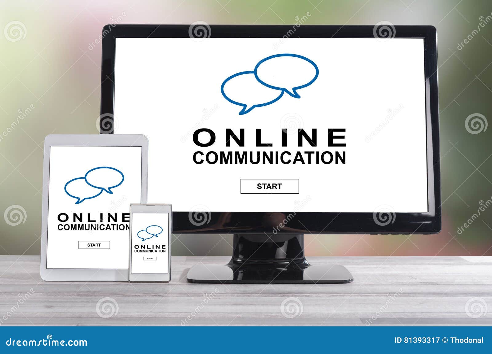 Online Communication Concept on Different Devices Stock Image - Image ...