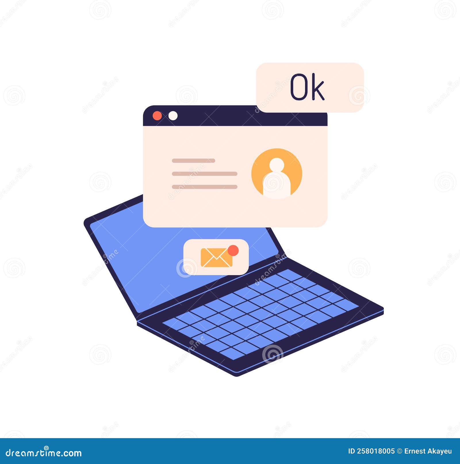 Online Communication Concept. Laptop with New Inbox Message ...