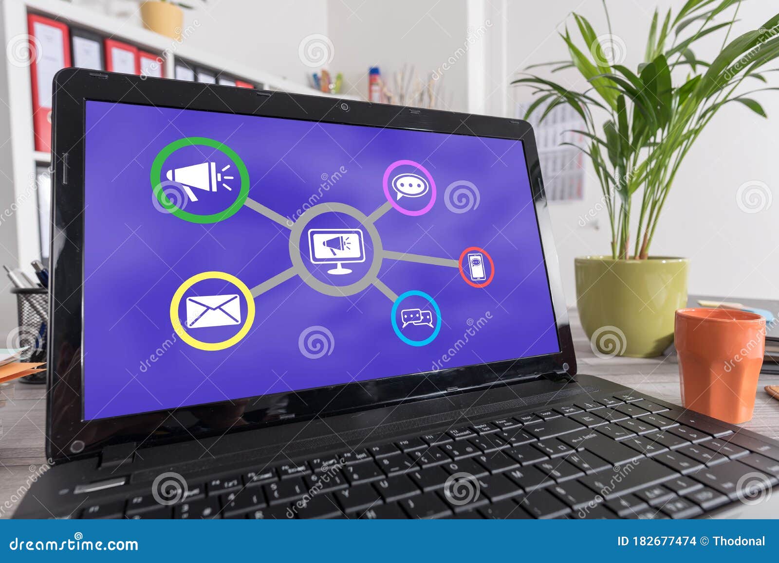 Online Communication Concept on a Laptop Stock Photo - Image of global ...