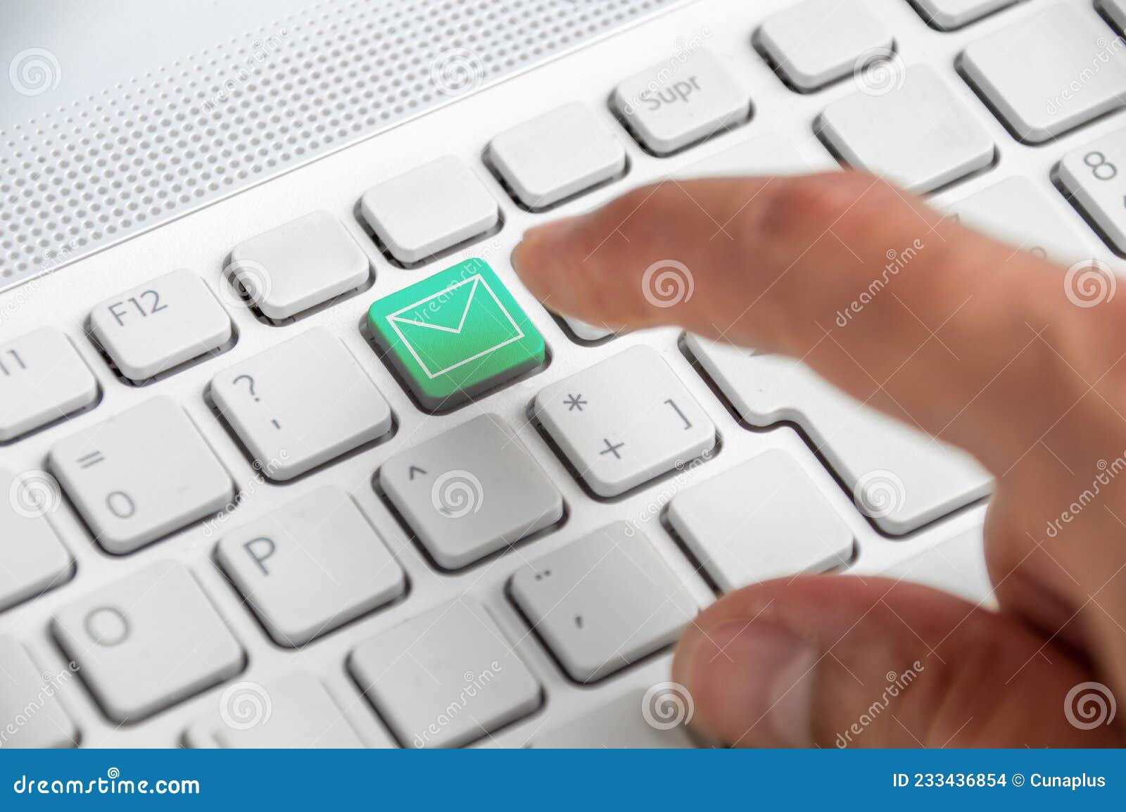 Male Hand Pressing Computer Key with E-mail Stock Photo - Image of hand ...