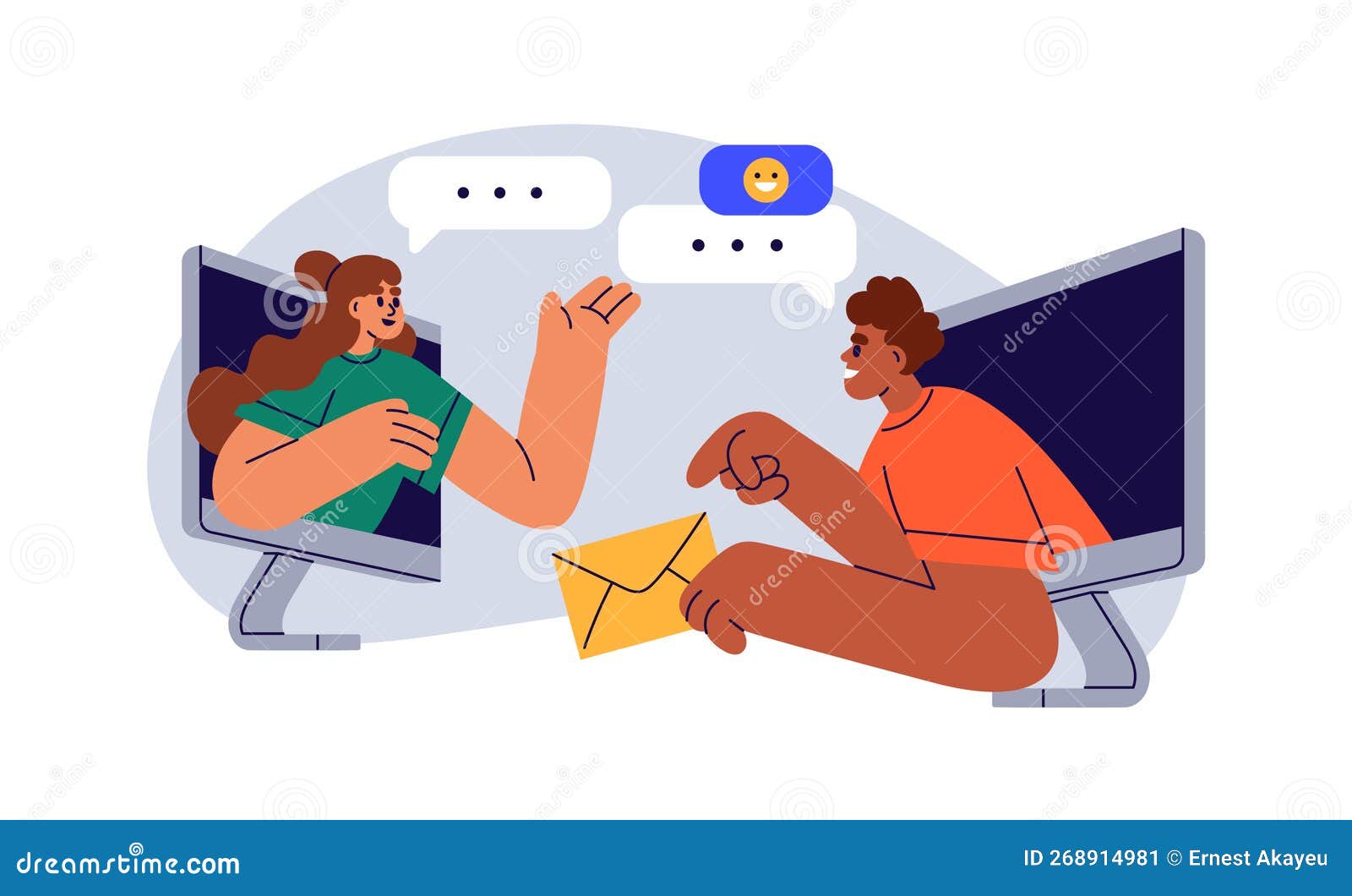 Online Communication Concept. People Chatting through Internet, Texting ...