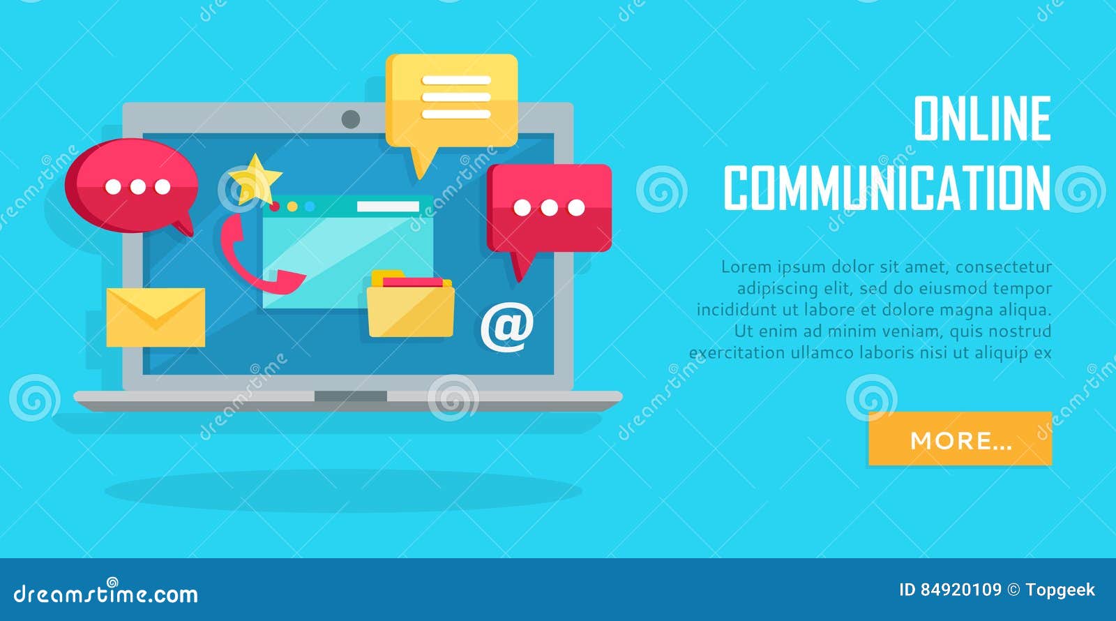 Online Communication Conceptual Banner. Laptop Stock Vector ...