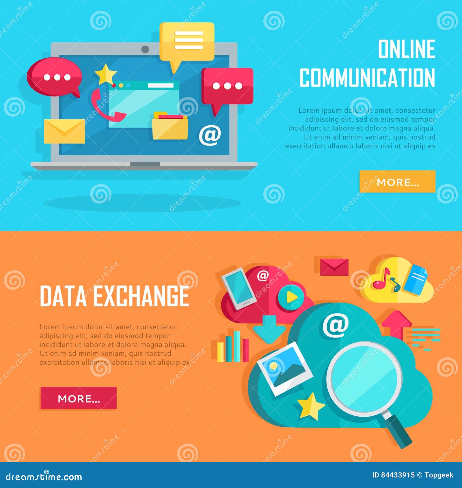 Online Communication and Data Exchange Banners. Stock Vector ...
