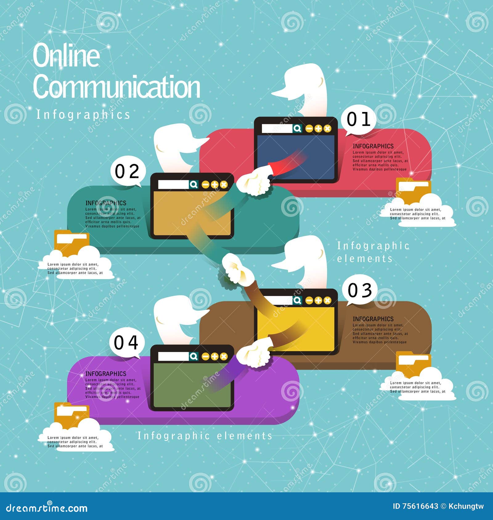 Online Communication Flat Design Stock Illustration - Illustration of ...