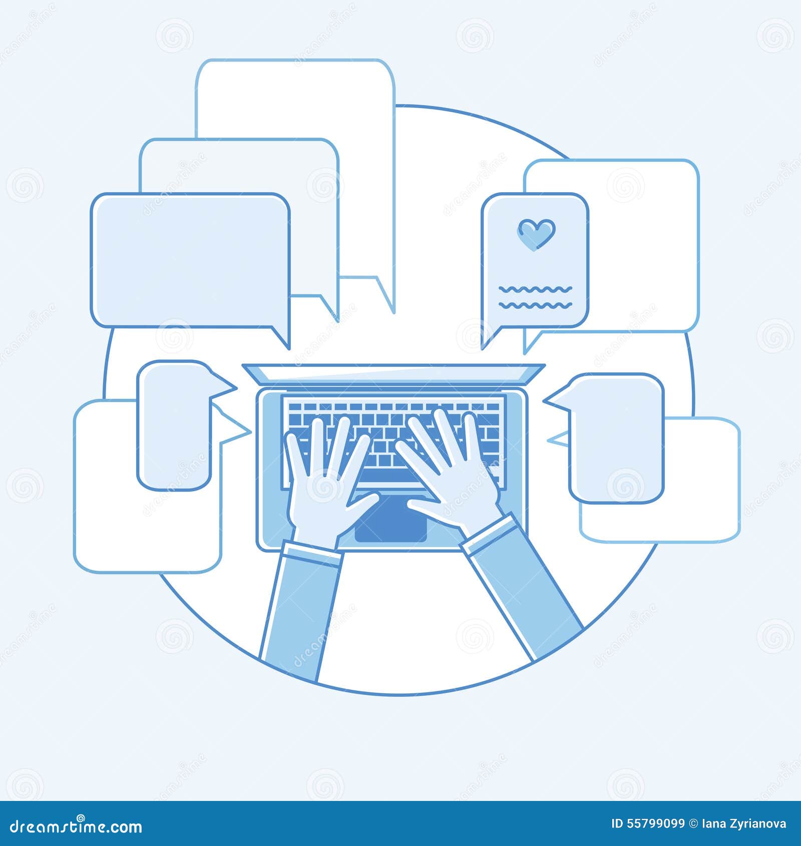 Online Communication Flat Linear Vector Stock Vector - Illustration of ...