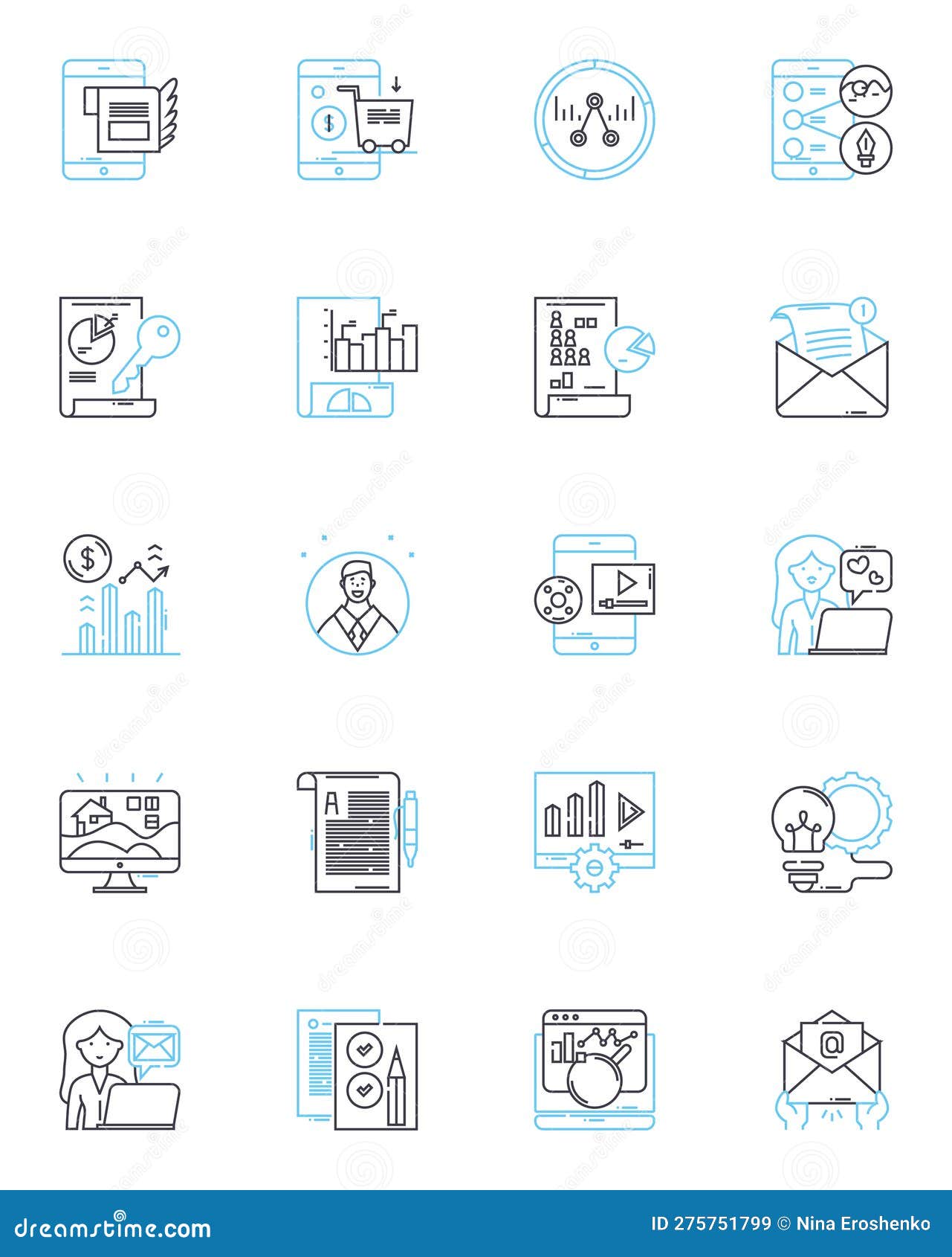 Emailing Line Icons Collection. Inbox, Attachment, Draft, Outbox ...