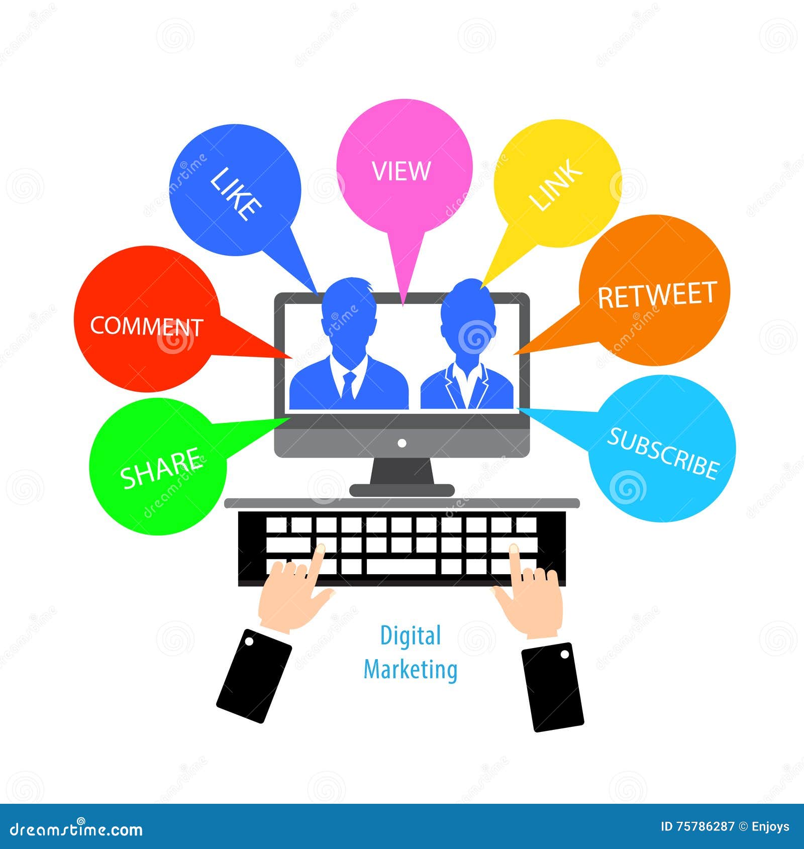 Online Community Design on White Background Stock Illustration ...